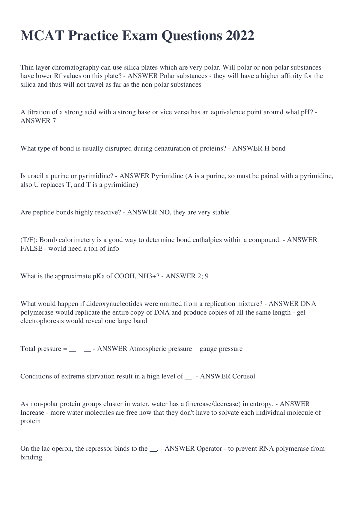 MCAT Practice Exam Questions 2022 SOLVED - Scholarfriends