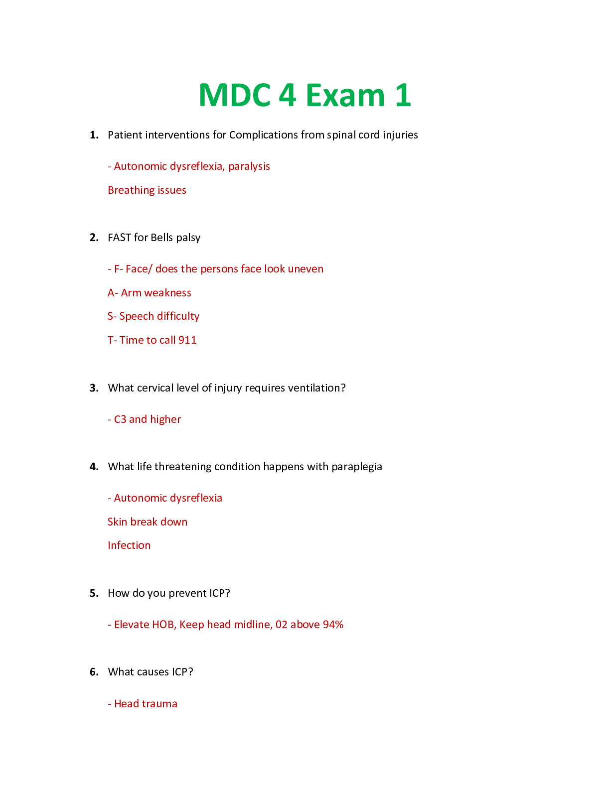 MDC 4 Exam 1 - Questions and Answers - Scholarfriends