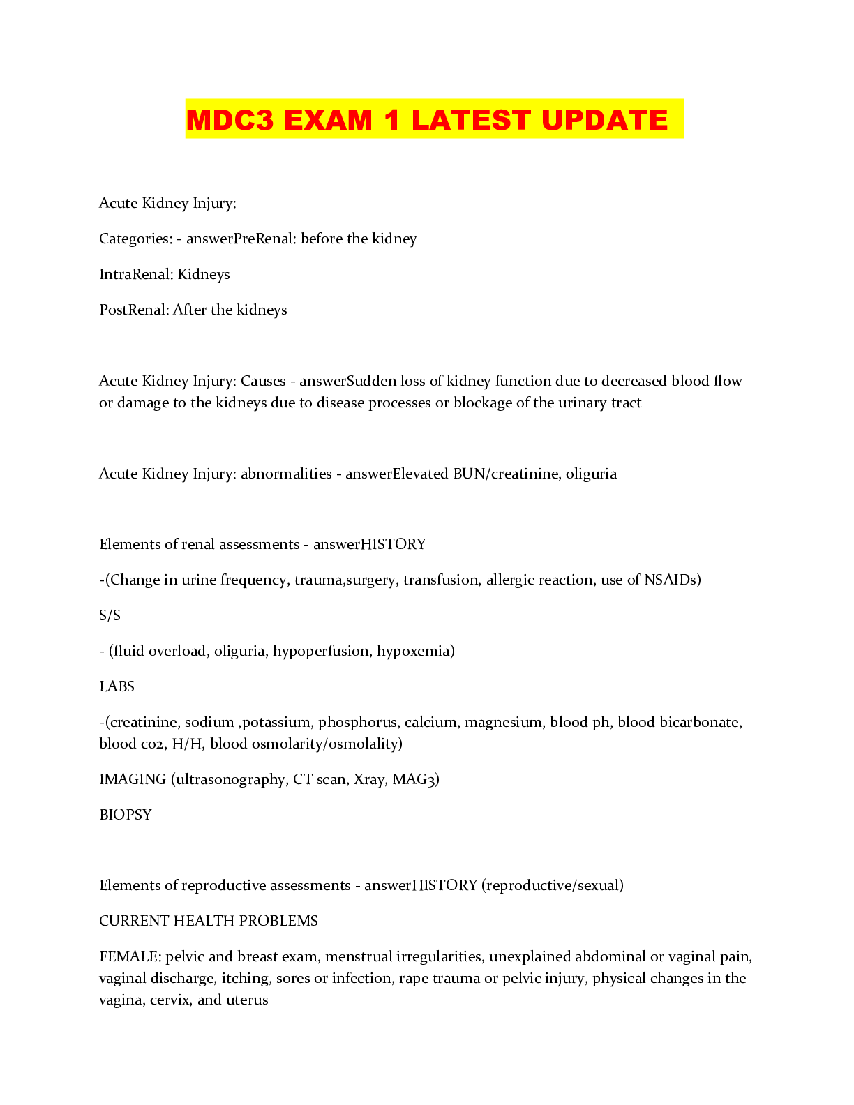 MDC3 EXAM 1 LATEST UPDATE - Scholarfriends