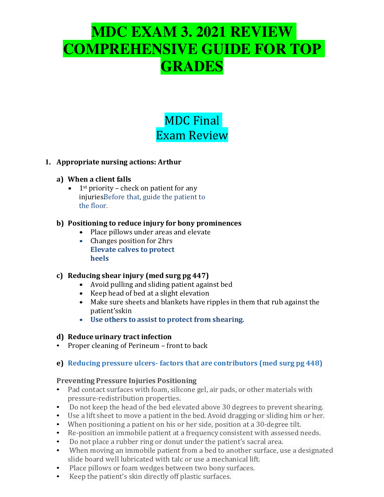 MDC EXAM 3. 2021 REVIEW COMPREHENSIVE GUIDE FOR TOP GRADES ...