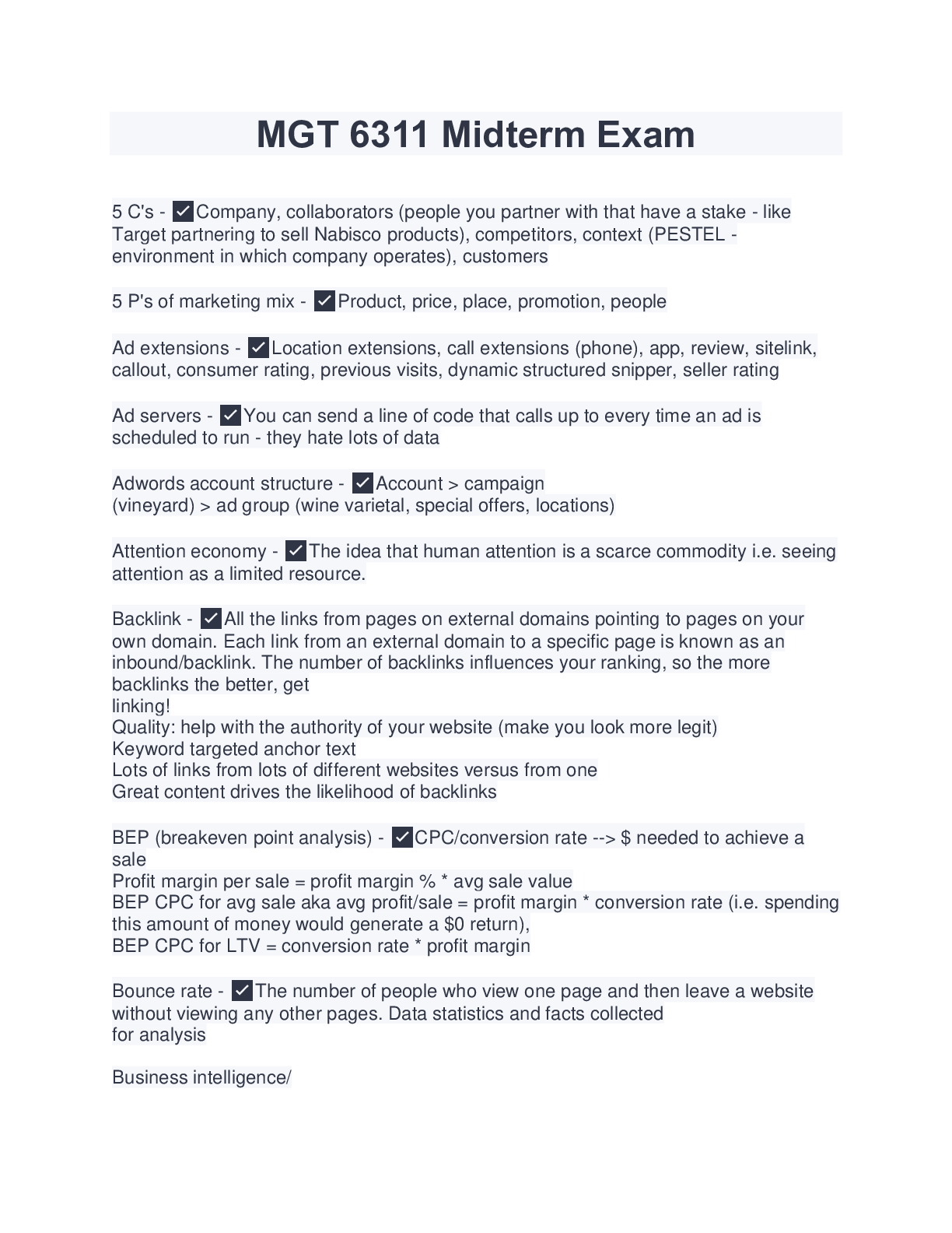 MGT 6311 Midterm Exam (Latest 2022/2023) Verified Answers by Expert ...