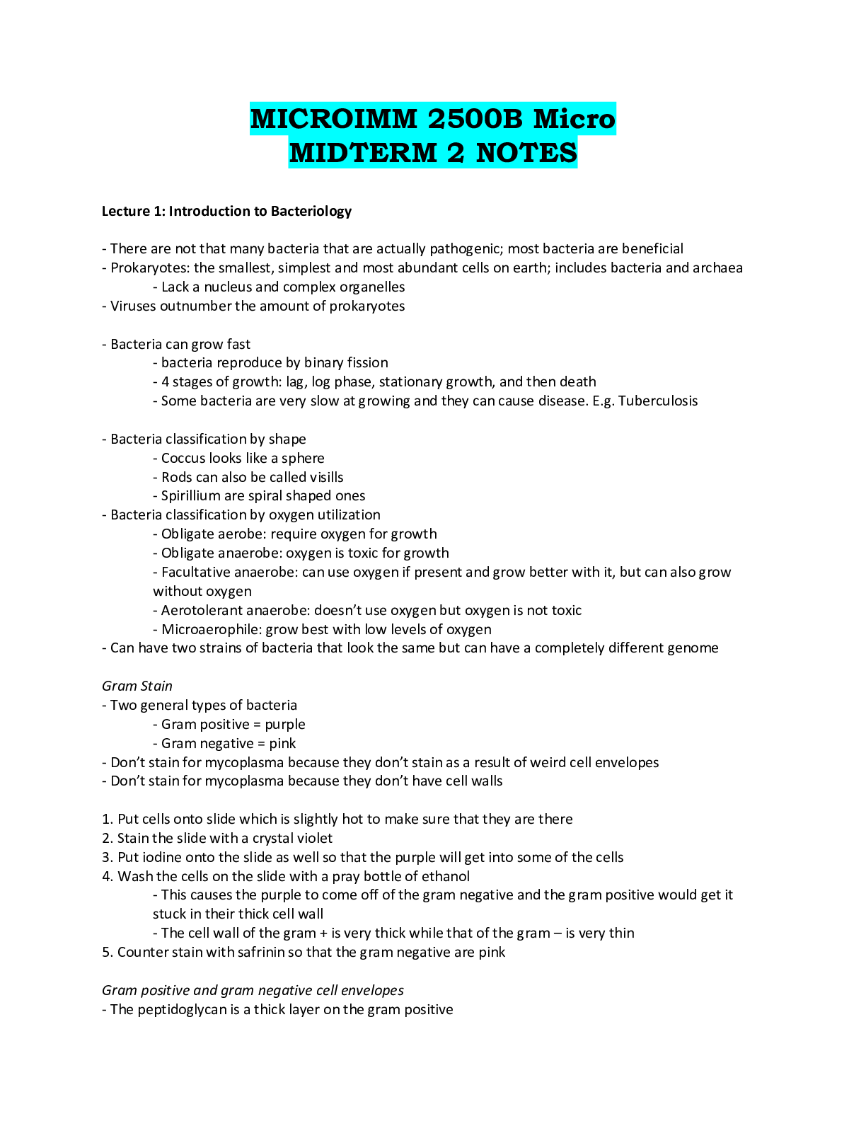 MICROIMM 2500B Micro MIDTERM 2 NOTES – Scholarfriends - Scholarfriends