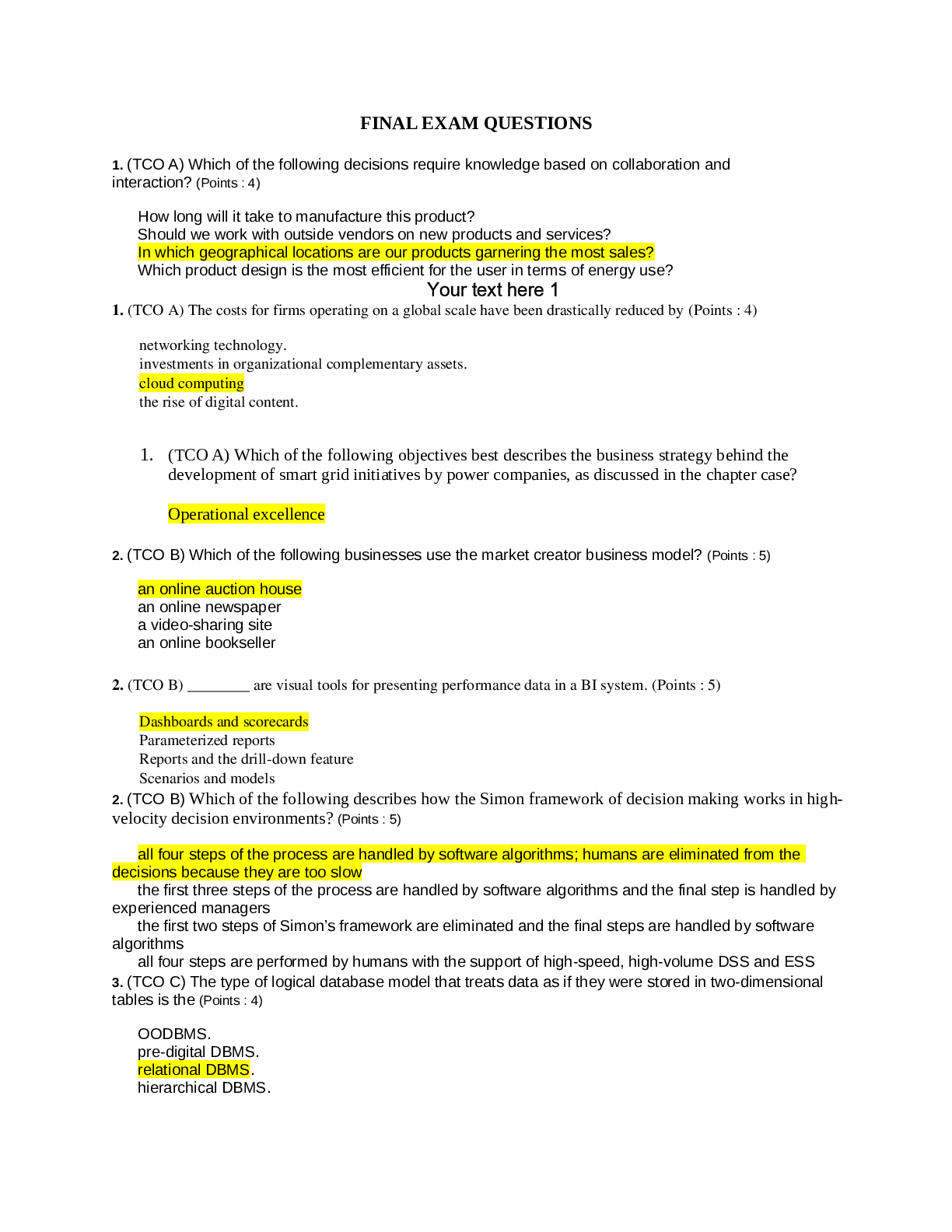 MIS 535 Final Exam Questions and Answers – Scholarfriends - Scholarfriends