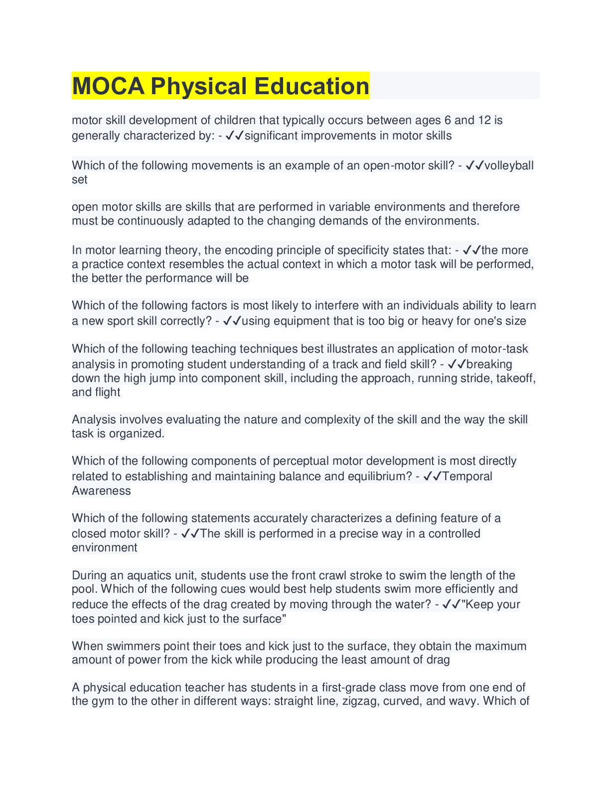 MOCA Physical Education - Scholarfriends