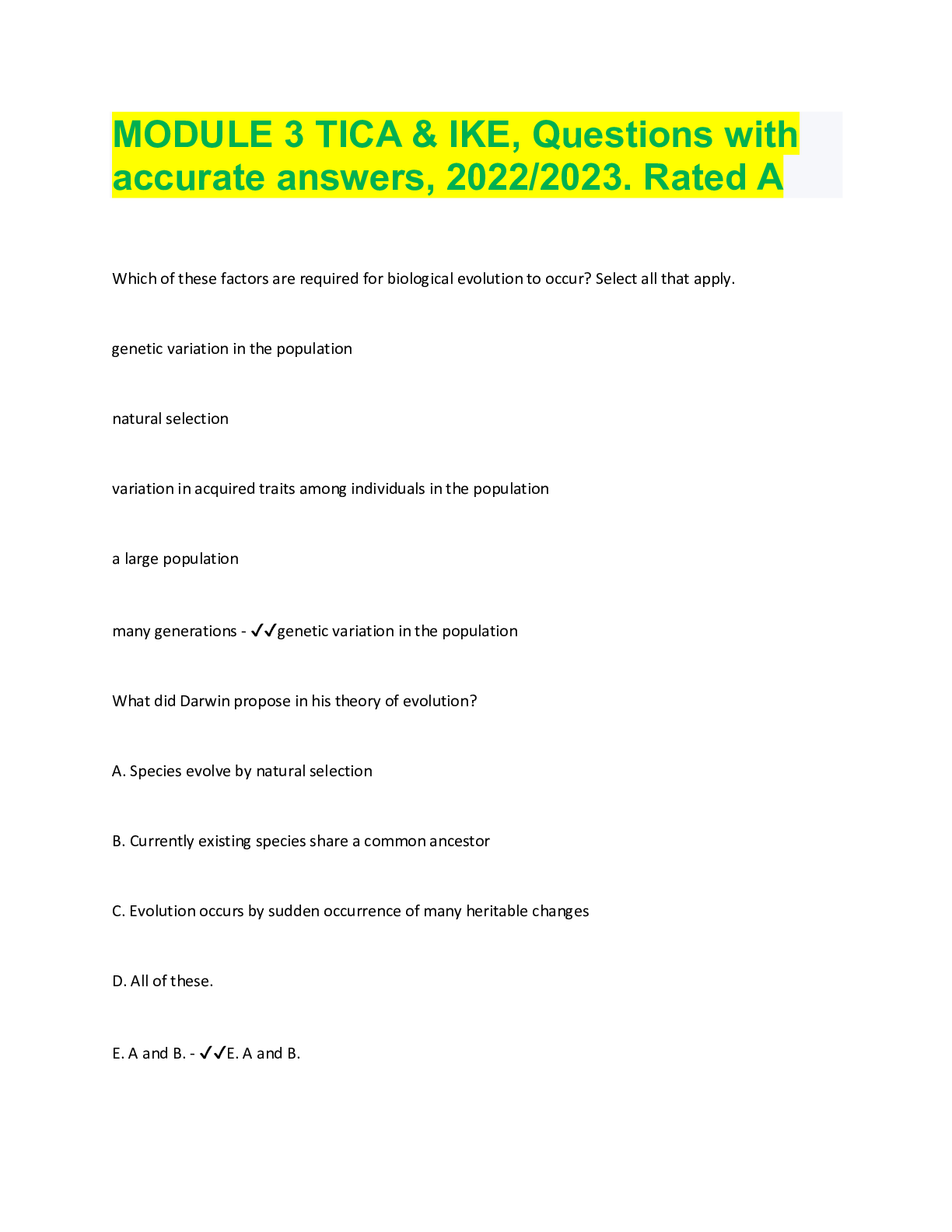 MODULE 3 TICA & IKE, Questions with accurate answers, 2022/2023. Rated ...