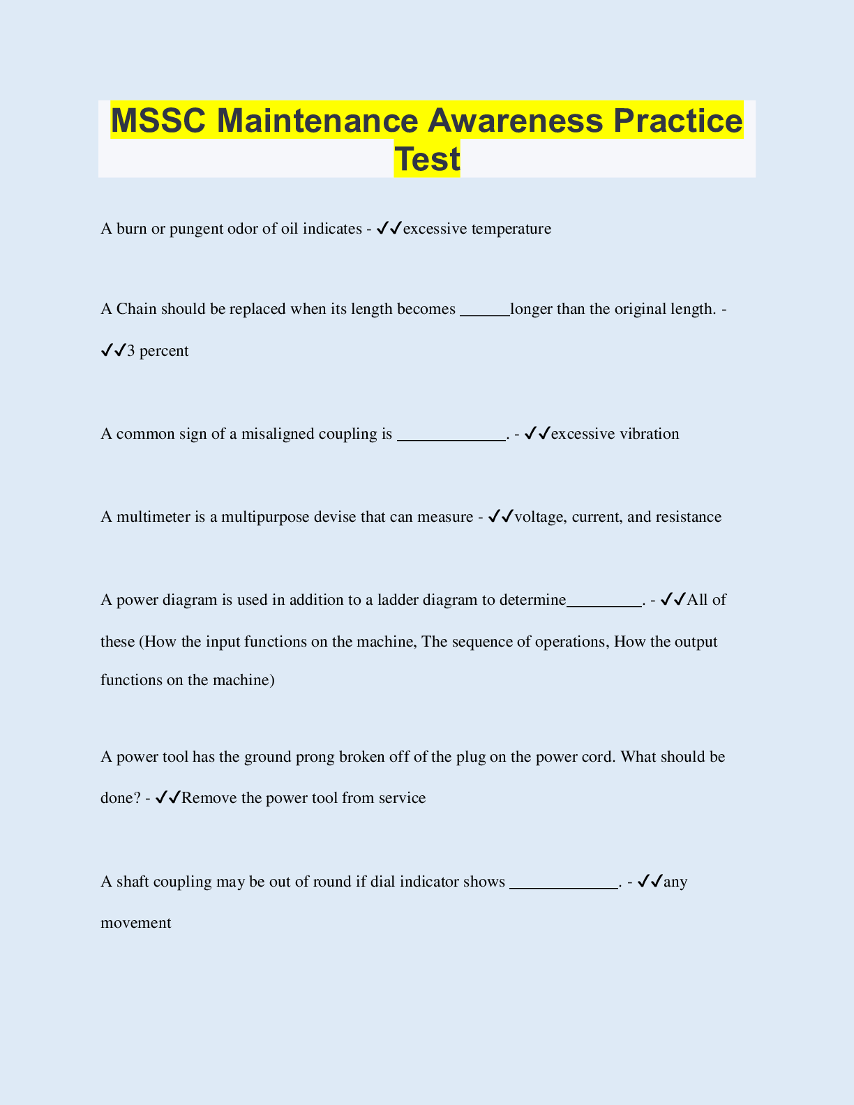 MSSC Maintenance Awareness Practice Test – Scholarfriends - Scholarfriends