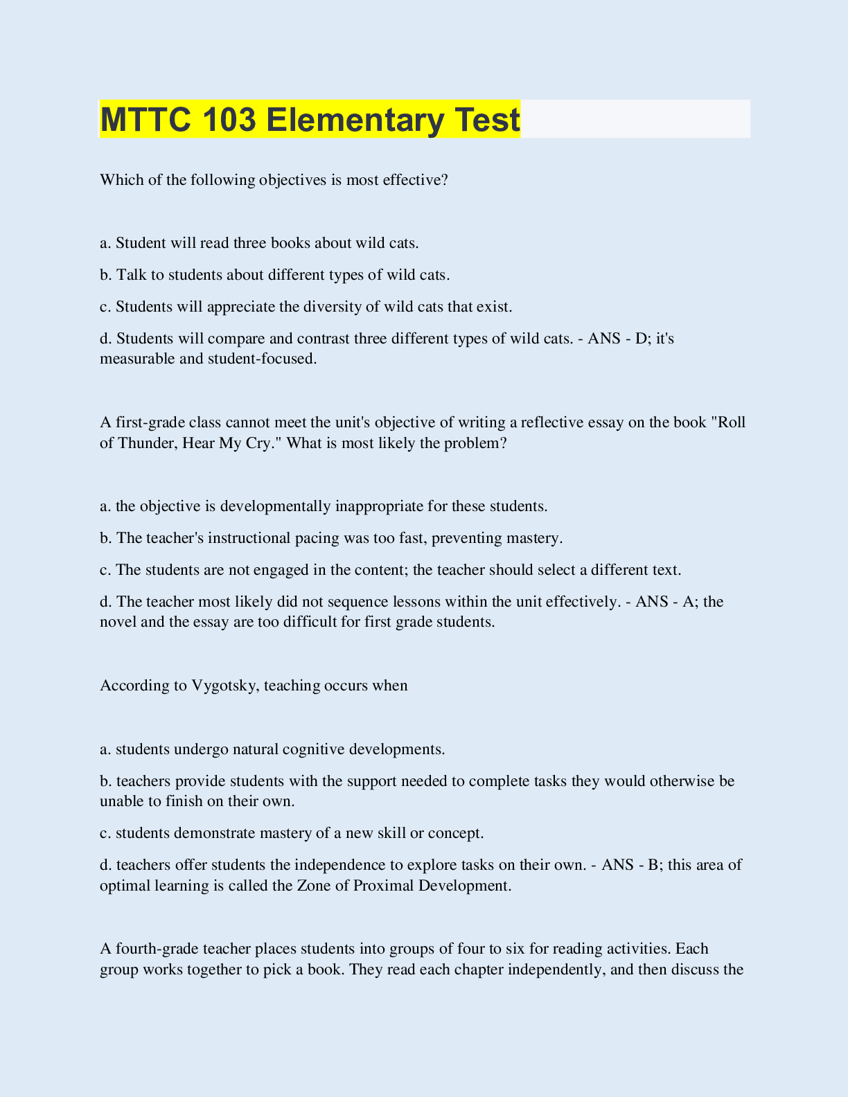 Bundle for MTTC Tests | Updated & Verified | Everything you need to ...