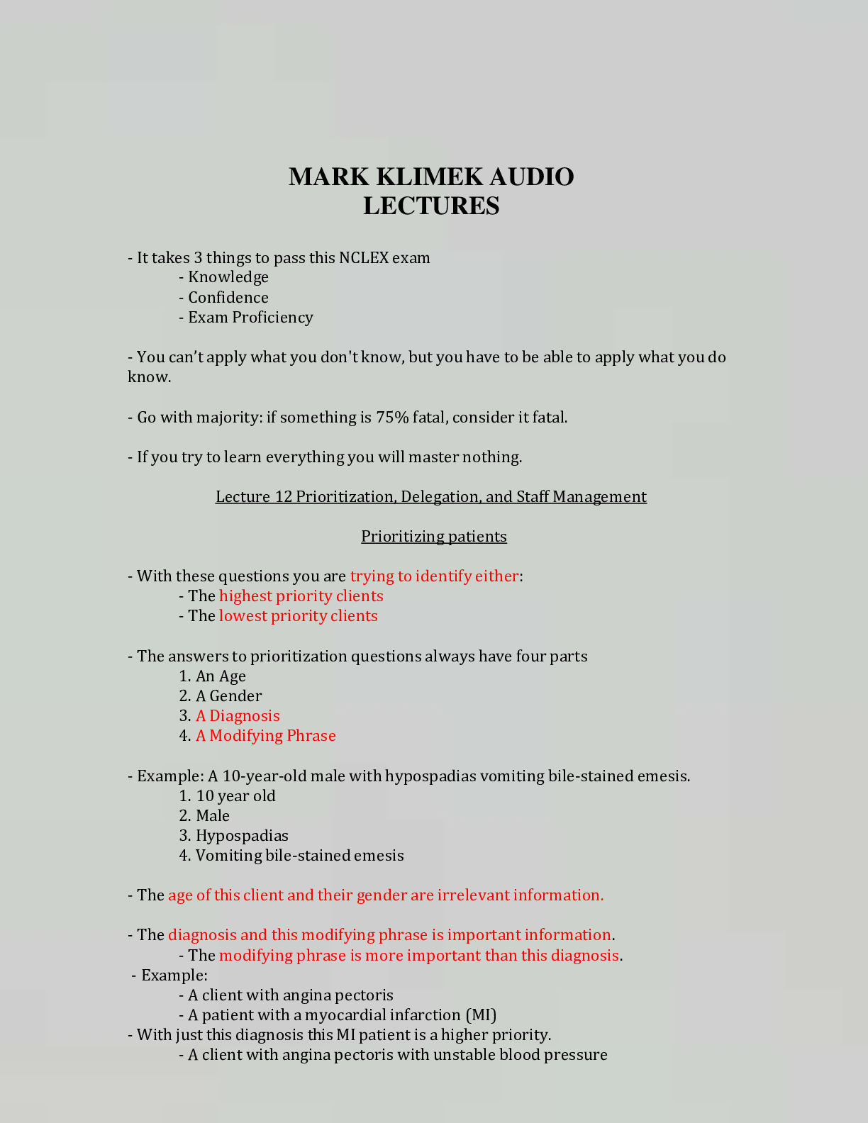 MARK KLIMEK AUDIO LECTURES - Scholarfriends