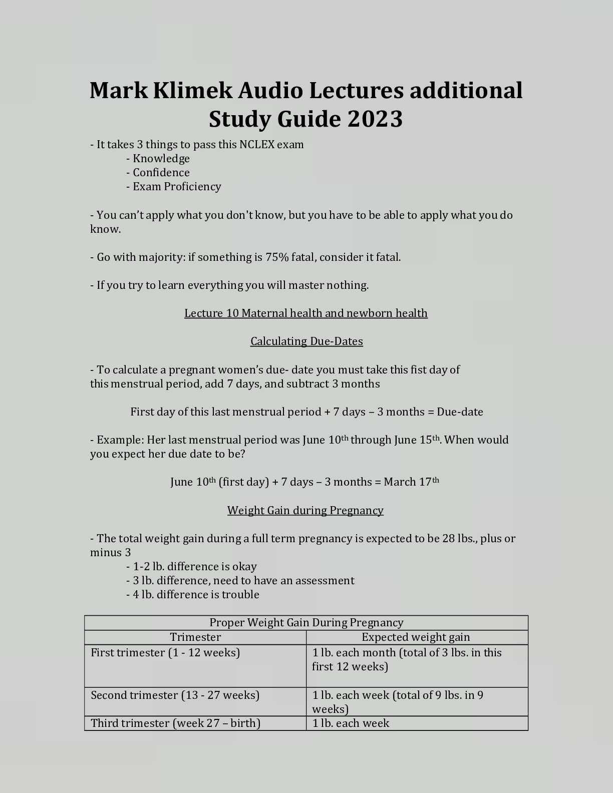Mark Klimek Audio Lectures additional Study Guide 2023 - Scholarfriends
