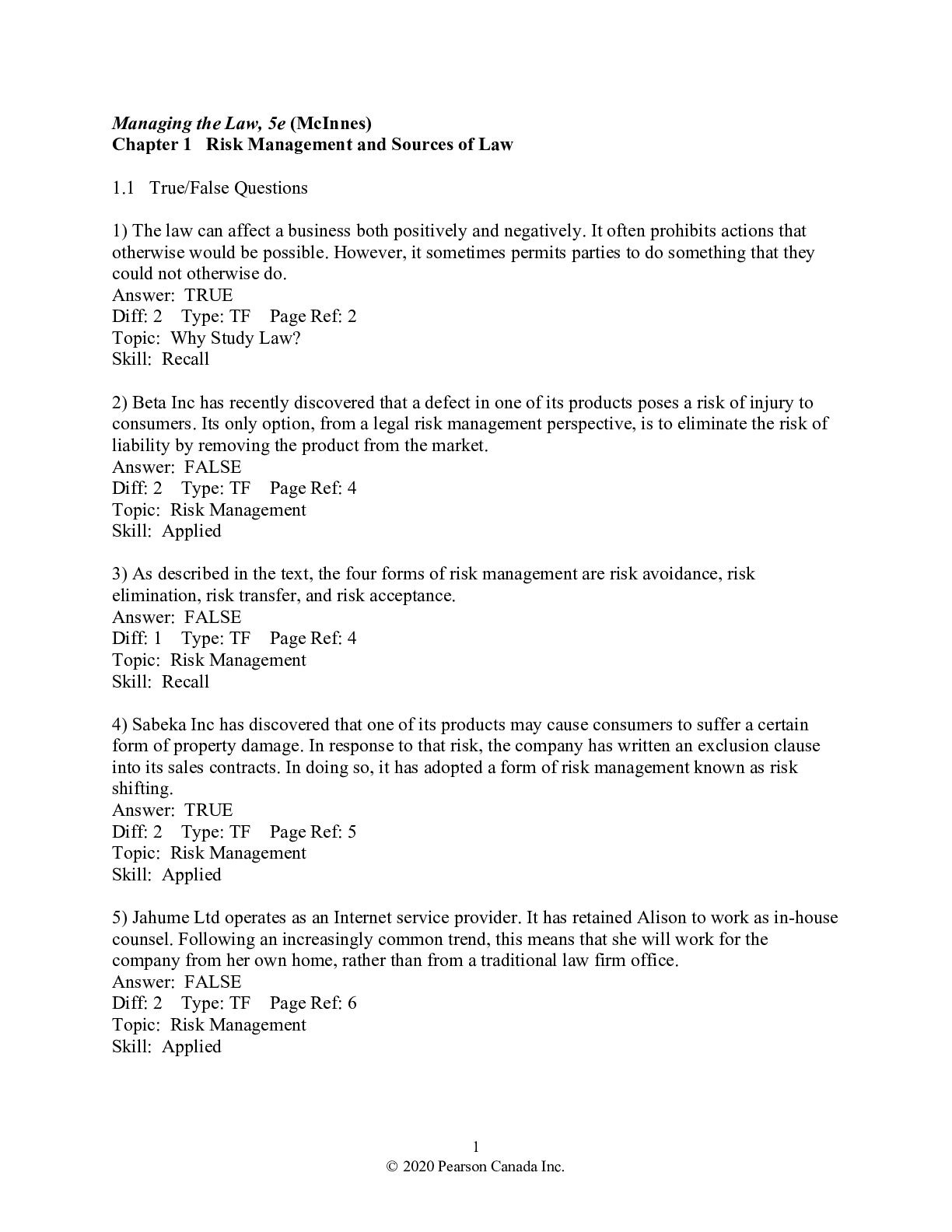 Managing the Law The Legal Aspects of Doing Business, 5th Updated ...