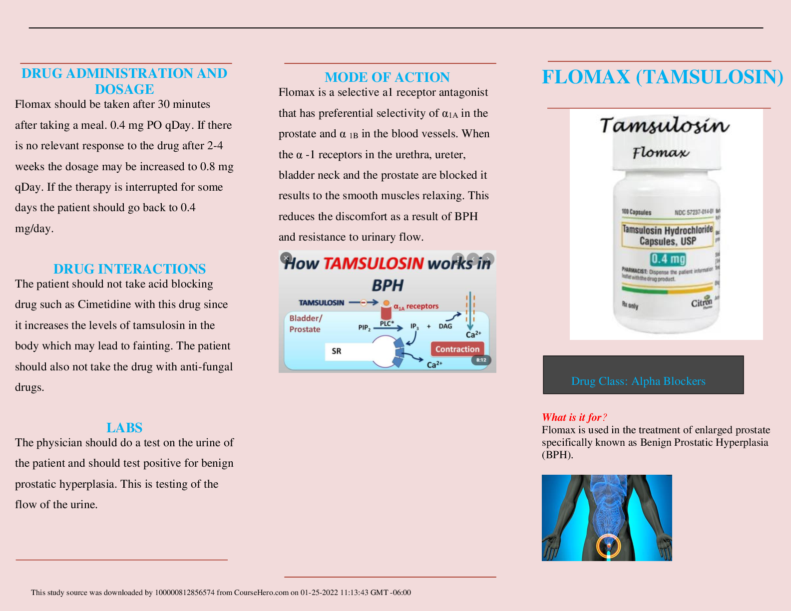 NR 293 Medication Teaching Plan Brochure_ Flomax (Tamsulosin) STUDY ...