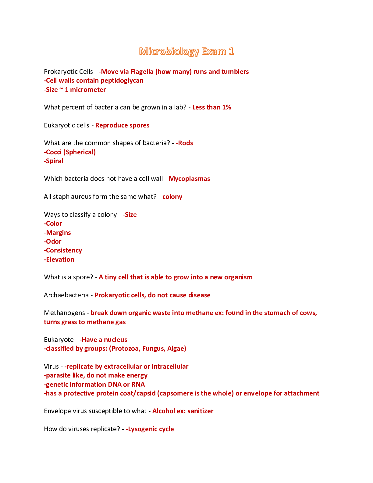 Microbiology Exam 1 - Questions and Answers, Latest 2022 - Scholarfriends