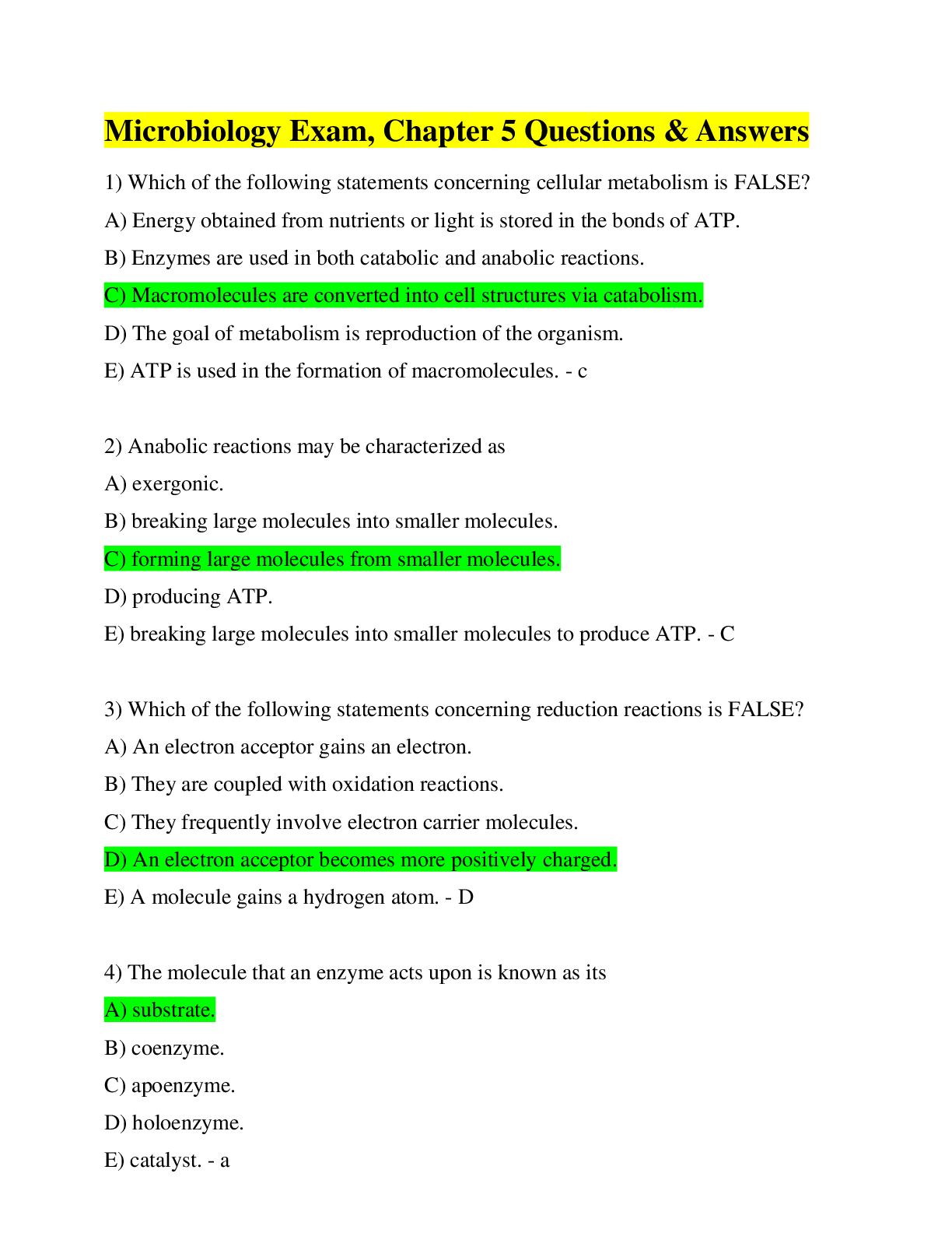Microbiology Questions - Test Prep Review, Exam Questions & Answers ...