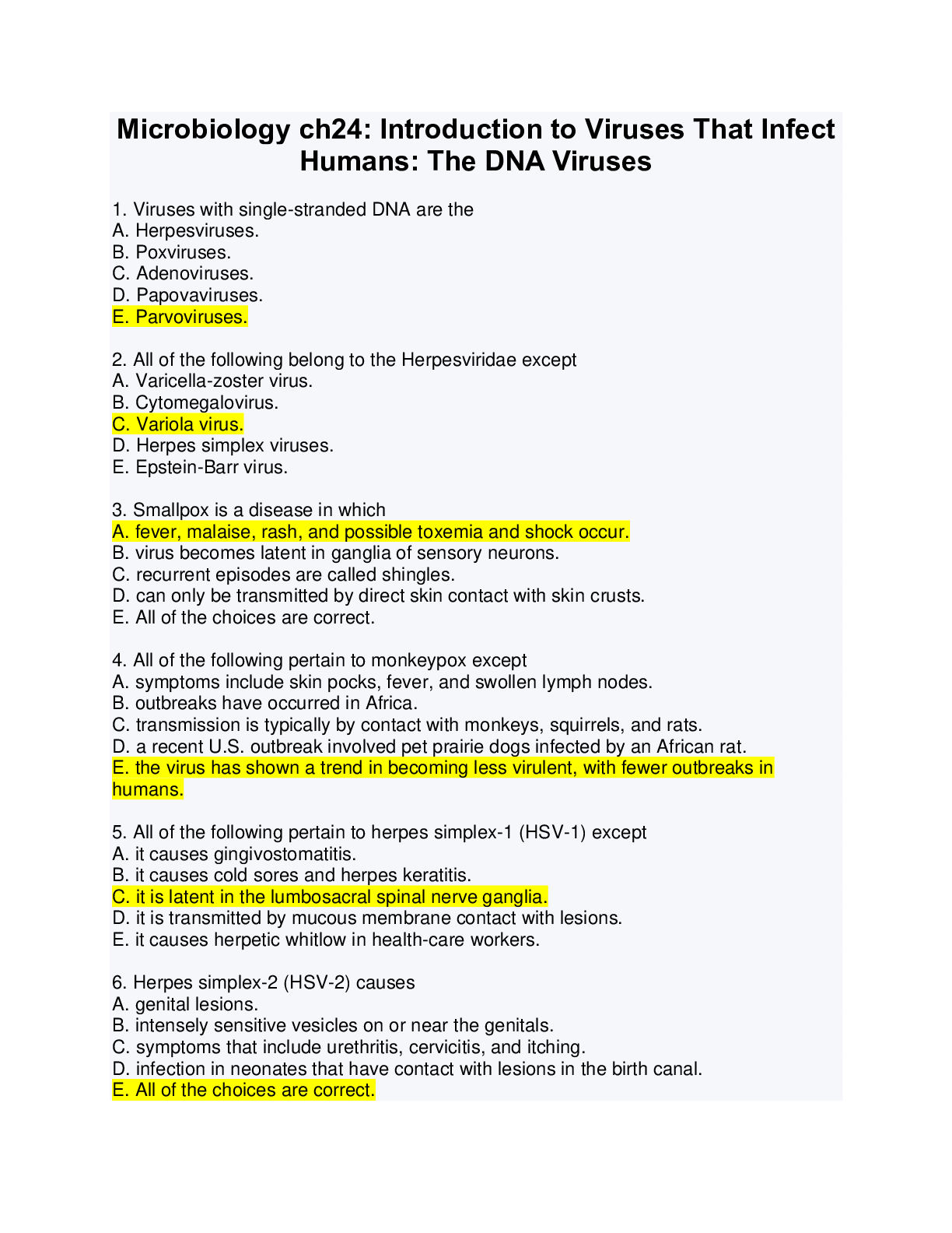 Microbiology ch24: Introduction to Viruses That Infect Humans: The DNA ...