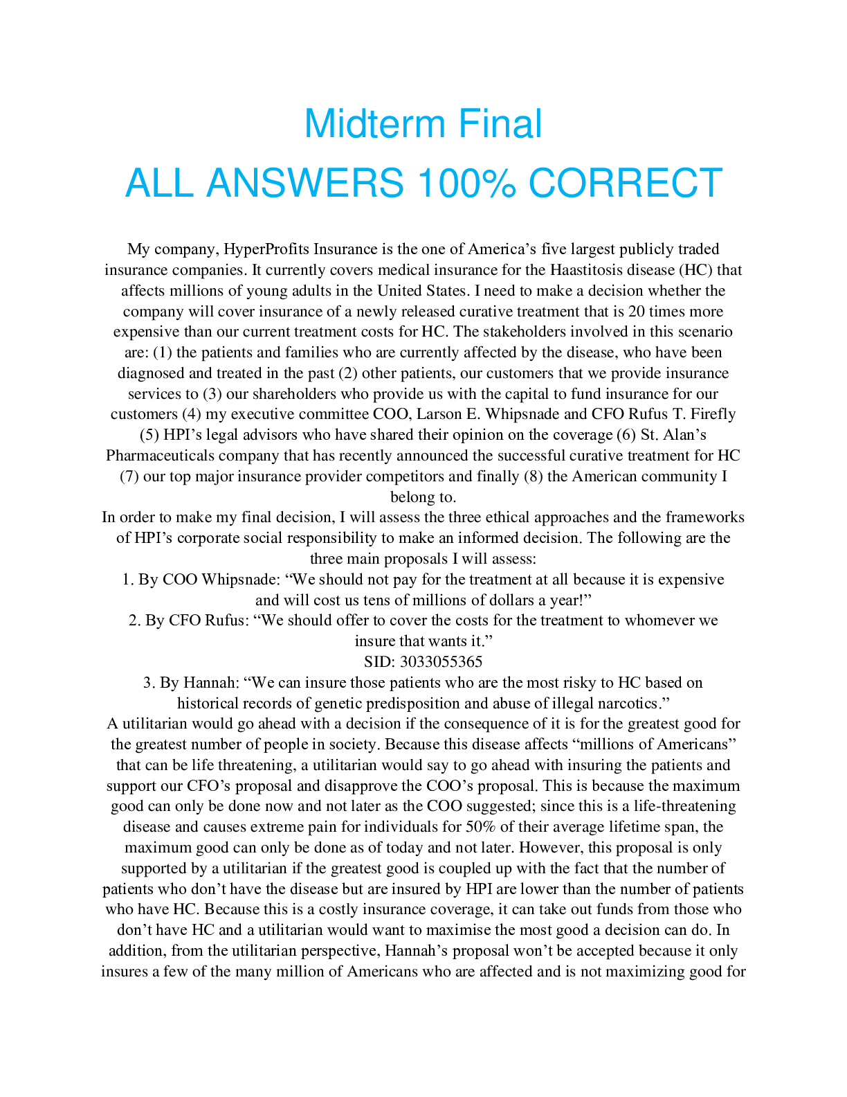 Midterm Final ALL ANSWERS 100% CORRECT – Scholarfriends - Scholarfriends
