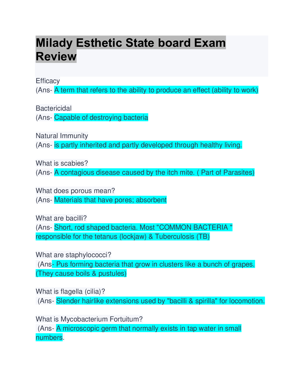 Milady Esthetic State board Exam Review: Guaranteed A+ Score Guide ...