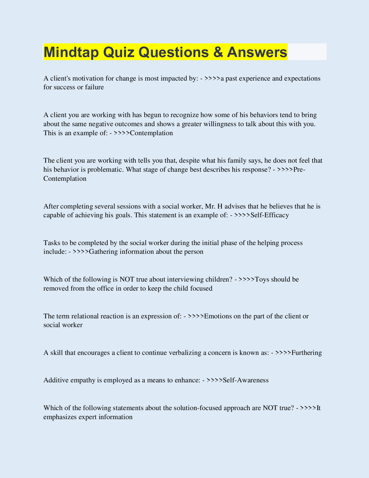 Mindtap Quiz Questions & Answers | 110 Questions with 100% Correct ...