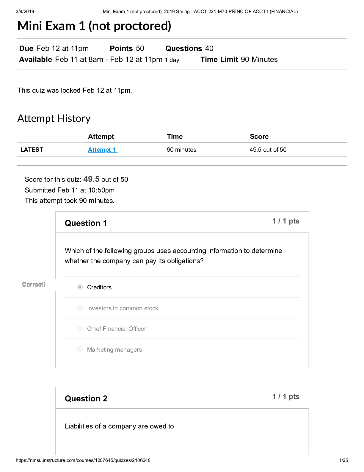 Mini_Exam_1 ACCT_221 FINANCIAL 2023 - Scholarfriends