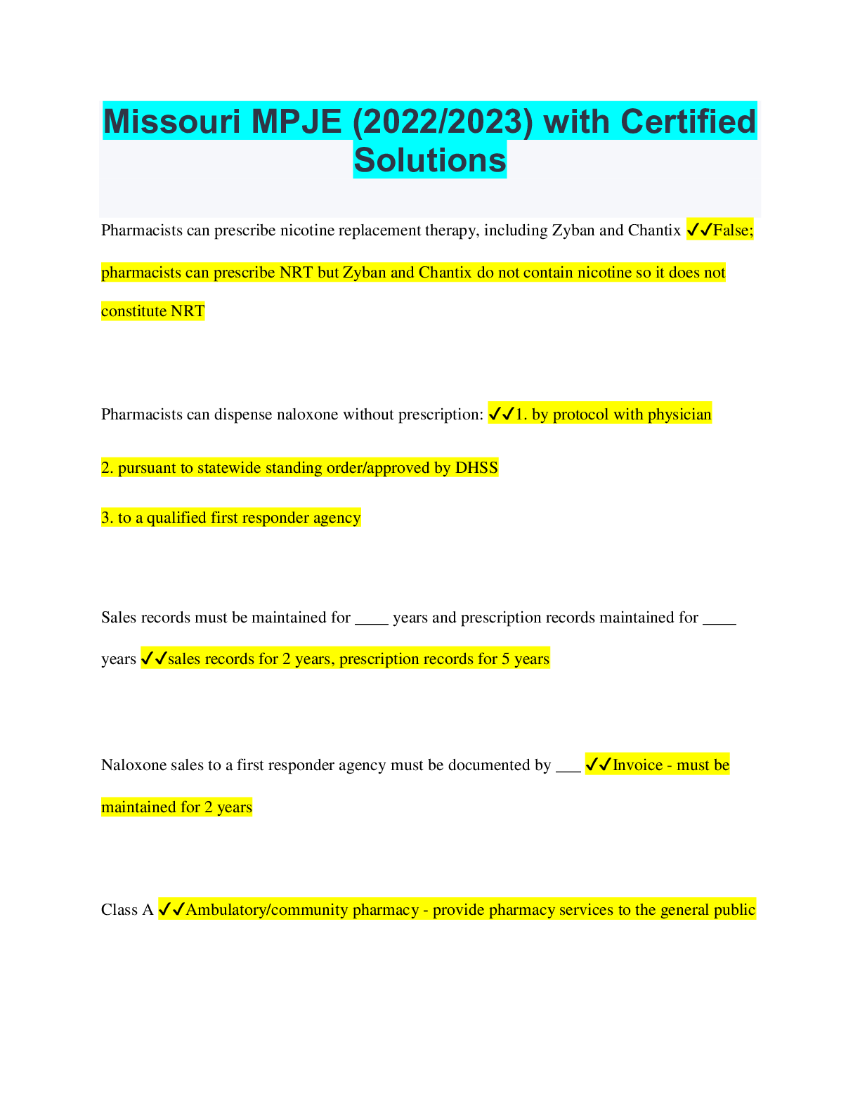 Missouri MPJE (2022/2023) with Certified Solutions - Scholarfriends