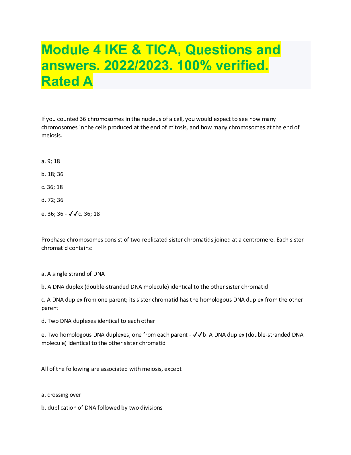 Module 4 IKE & TICA, Questions and answers. 2022/2023. 100% verified ...