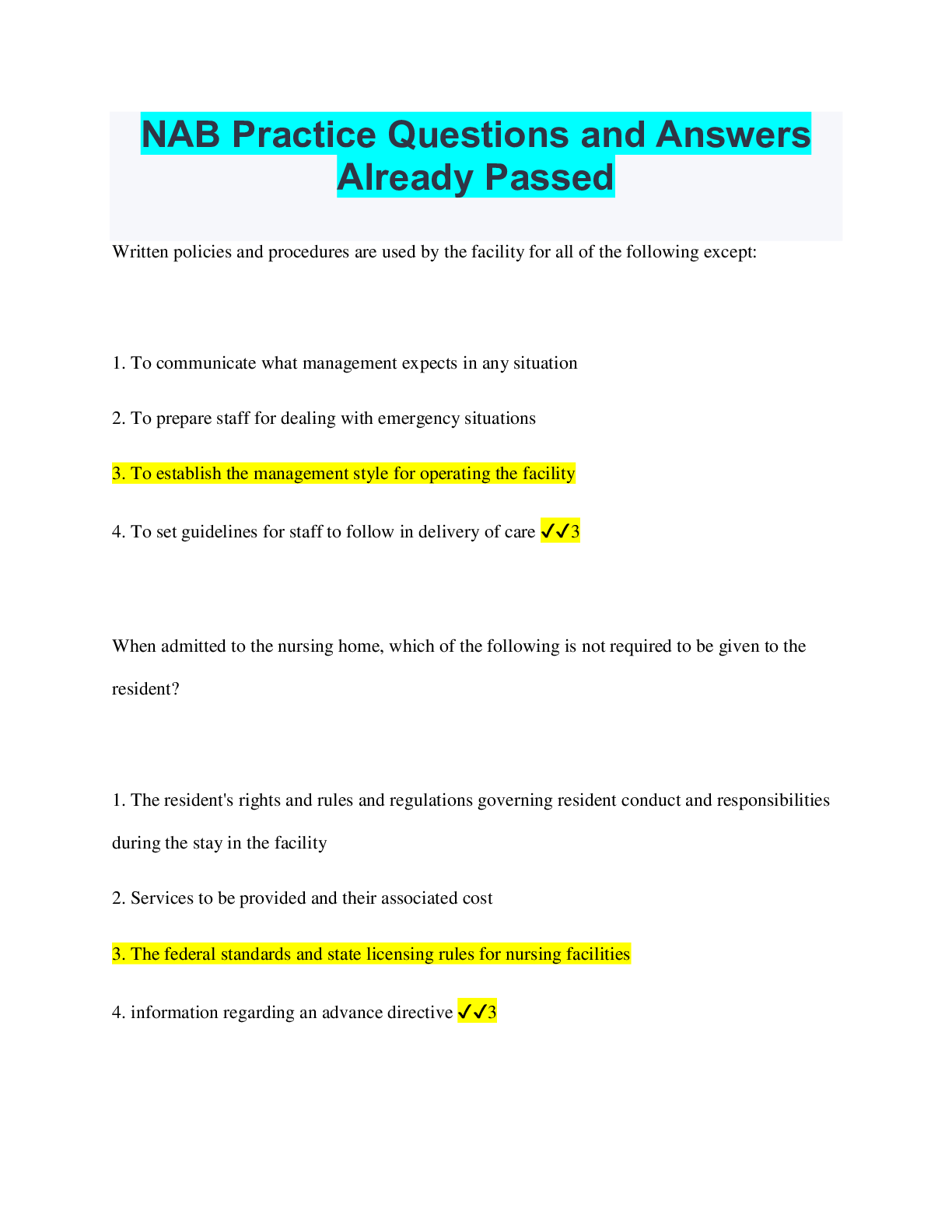 NAB Practice Questions and Answers Already Passed - Scholarfriends