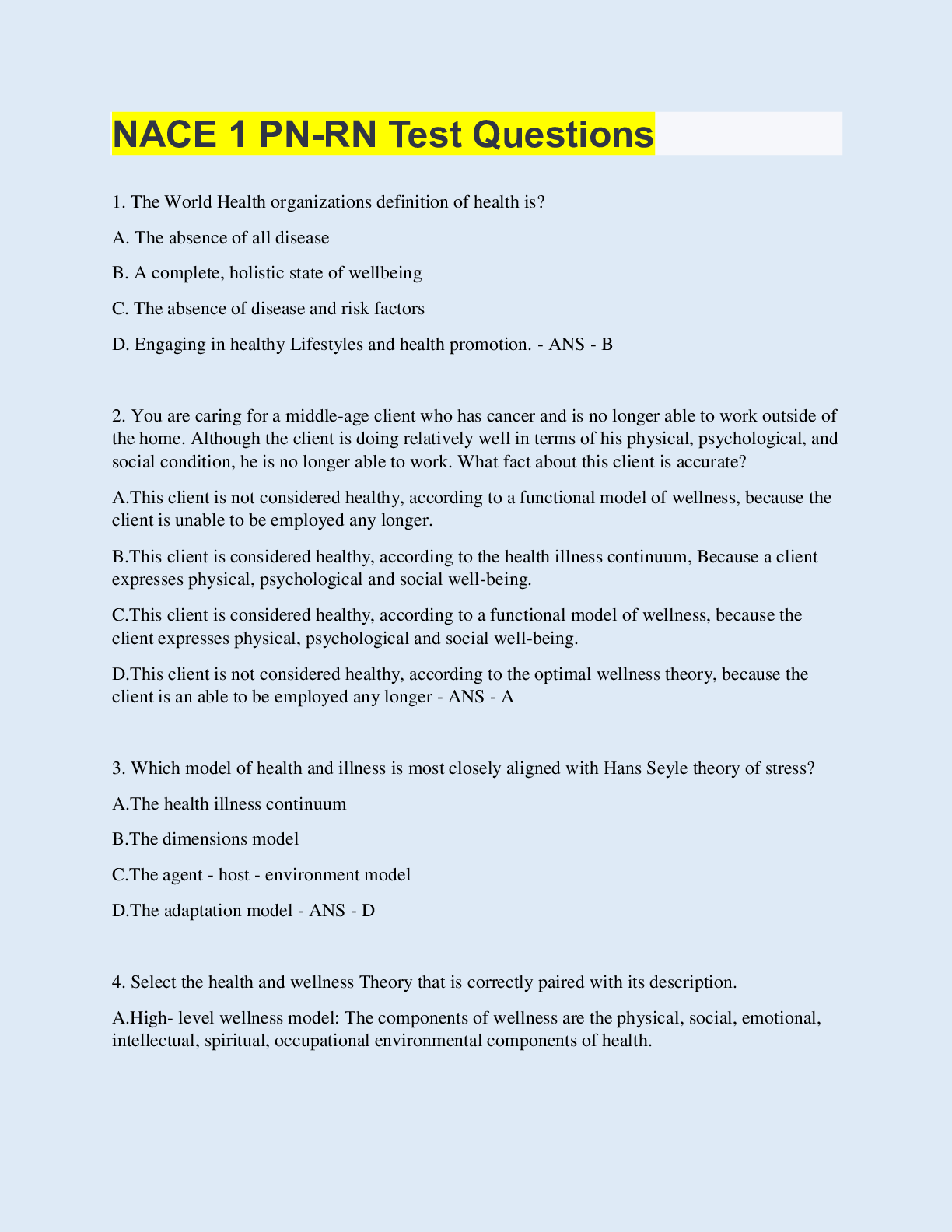 NACE 1 PN-RN Test Questions | 110 Questions with 100% Correct Answers ...