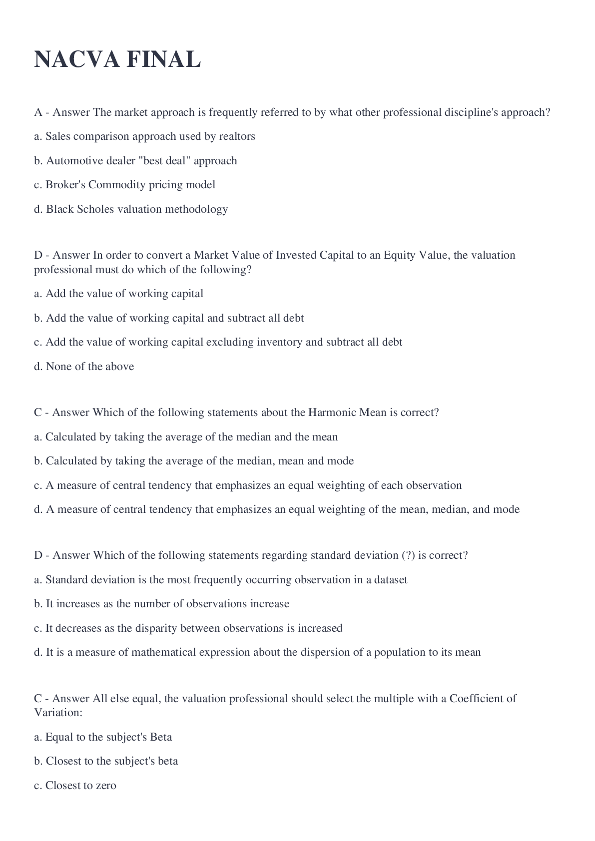 NACVA FINAL Exam with complete solutions - Scholarfriends