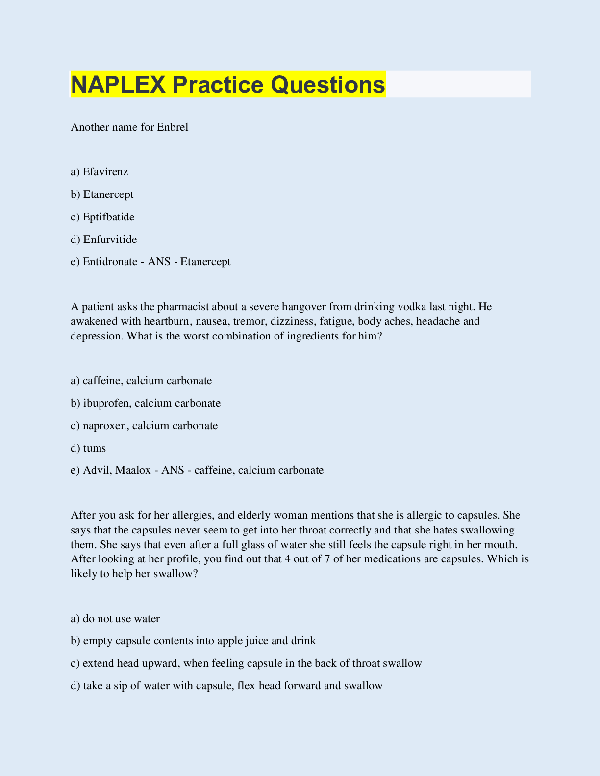 NAPLEX Practice Questions | 100 Questions with 100% Correct Answers ...