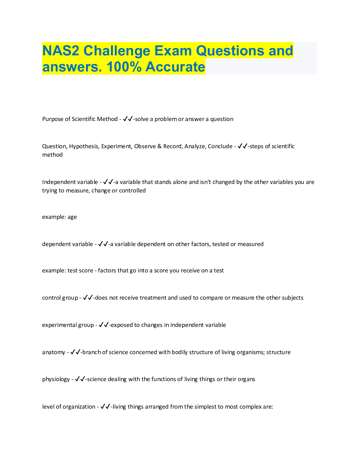 NAS2 Challenge Exam Questions and answers. 100% Accurate - Scholarfriends