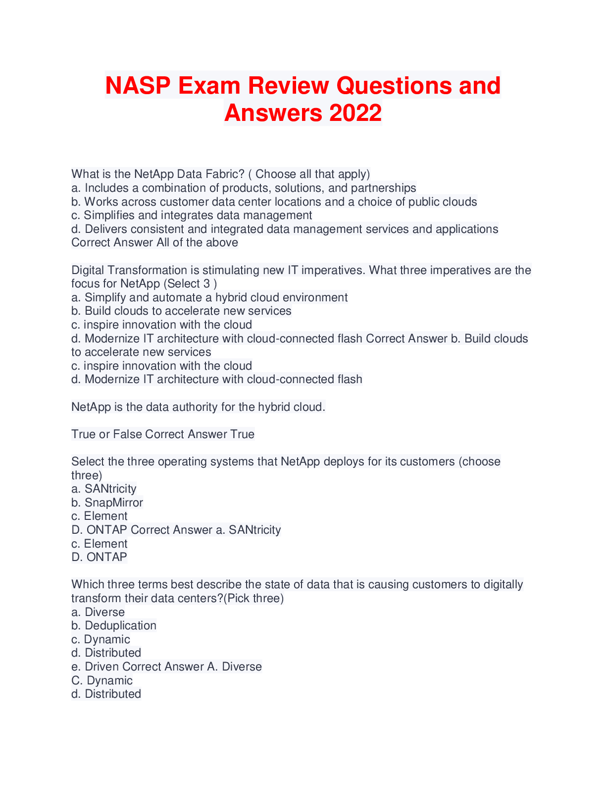 NASP Exam Review Questions and Answers 2022 - Scholarfriends