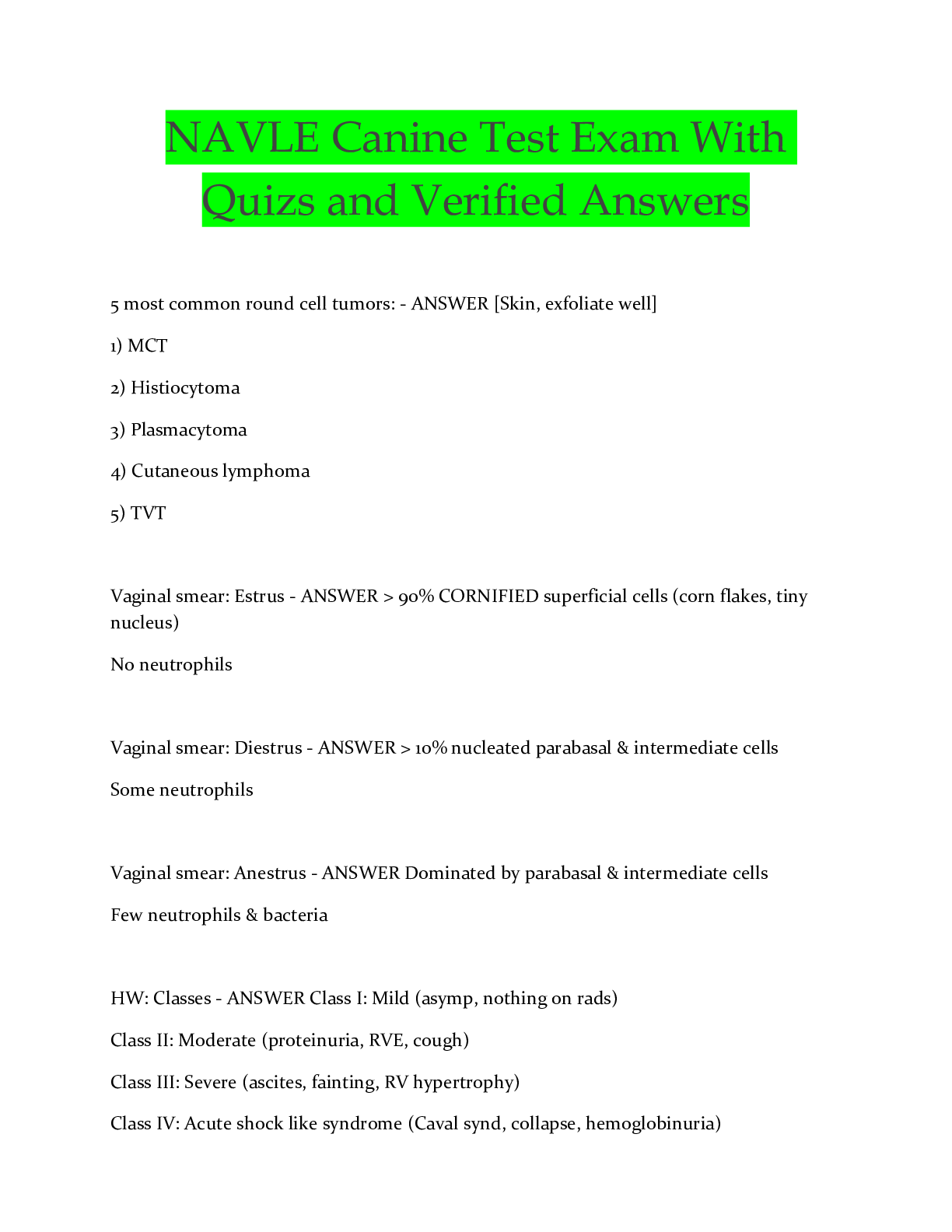 NAVLE Canine Test Exam With Quizs and Verified Answers - Scholarfriends