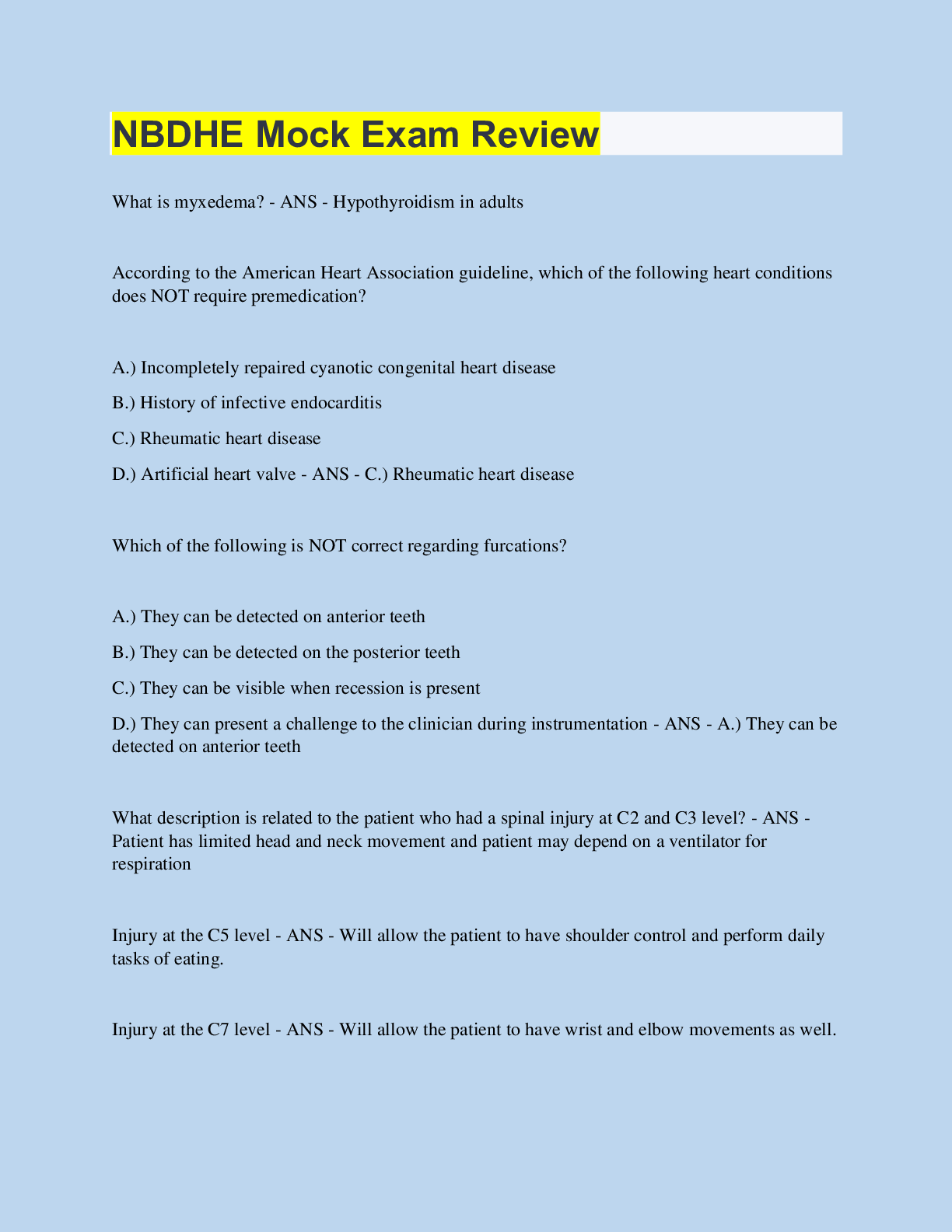 Bundle for NBDHE Tests Compilation - Scholarfriends