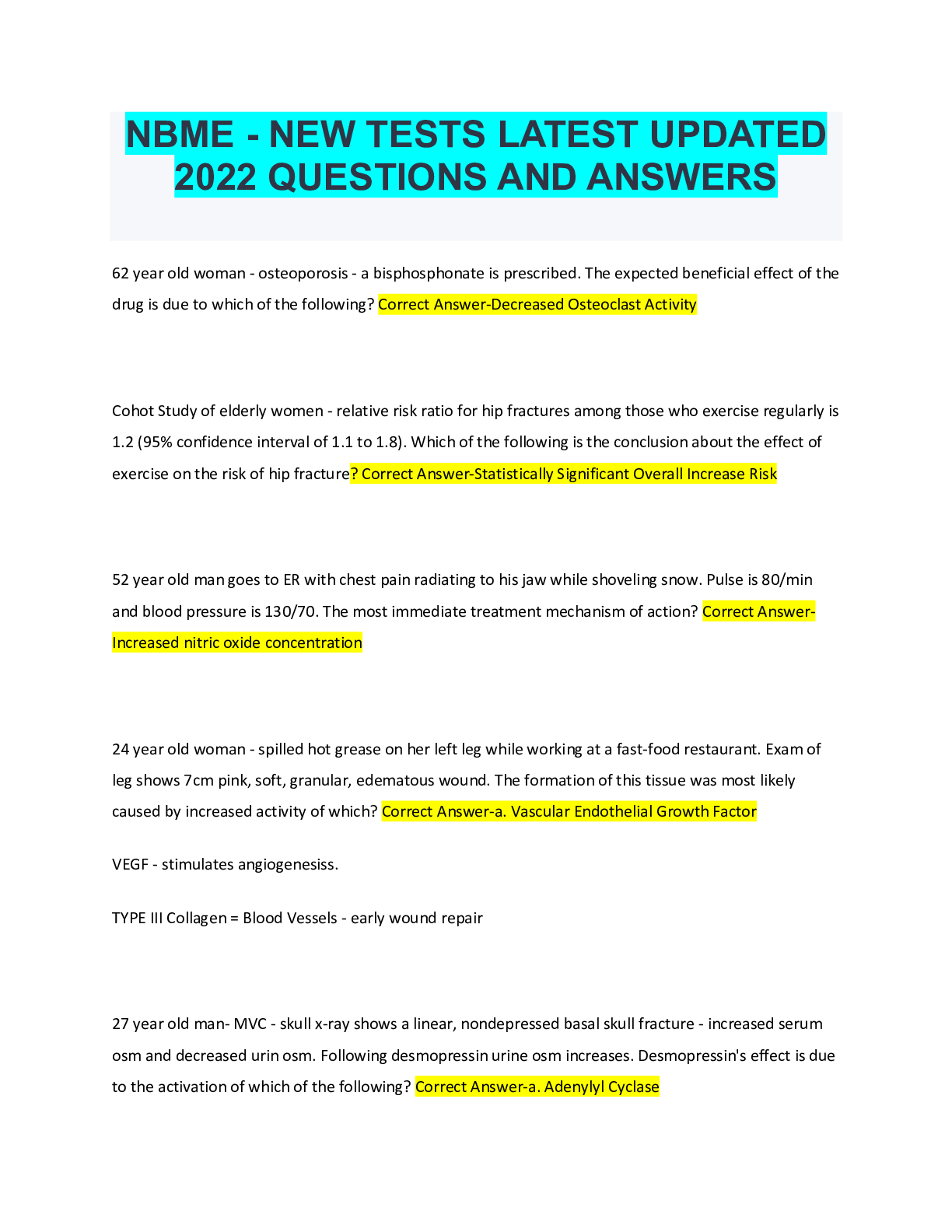 NBME - NEW TESTS LATEST UPDATED 2022 QUESTIONS AND ANSWERS ...