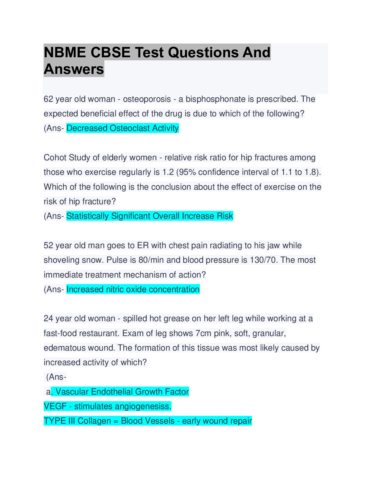 NBME CBSE Test Questions And Answers: Latest Updated - Scholarfriends