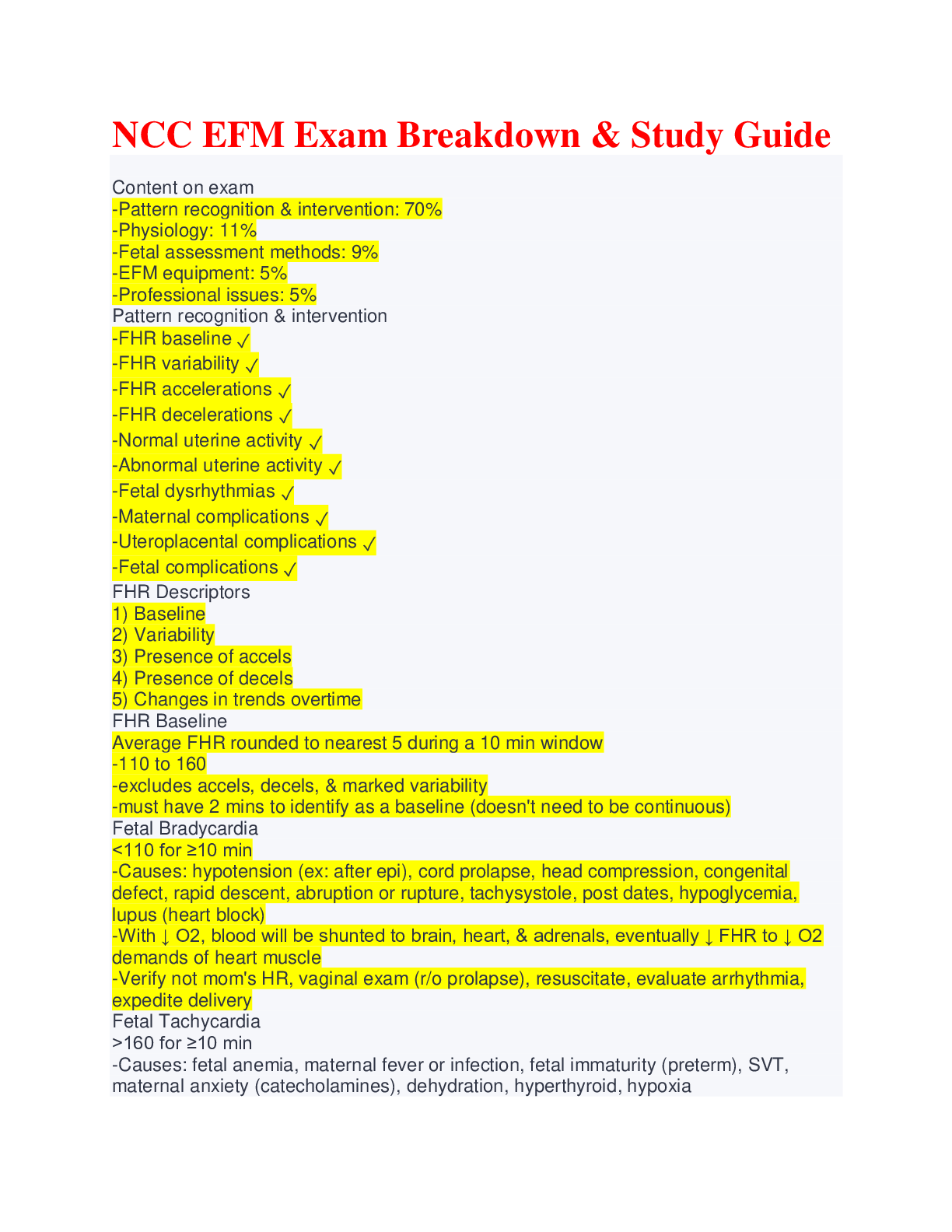 NCC EFM Exam Breakdown & Study Guide with Possible Questions And ...