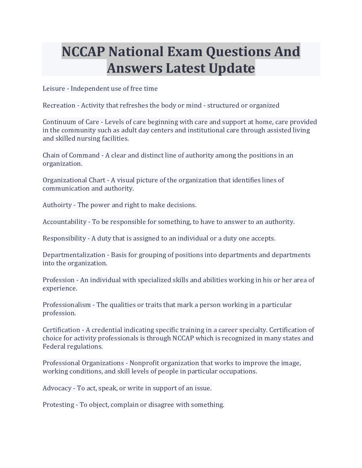NCCAP National Exam Questions And Answers Latest Update ...