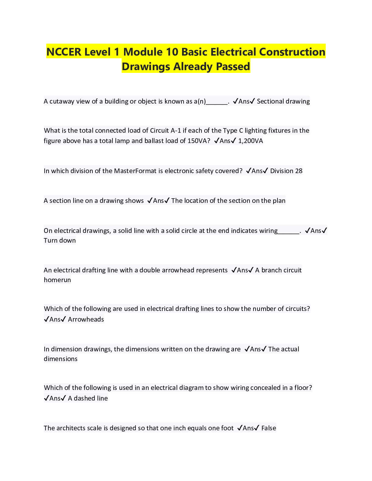 NCCER Level 1 Module 10 Basic Electrical Construction Drawings Already ...