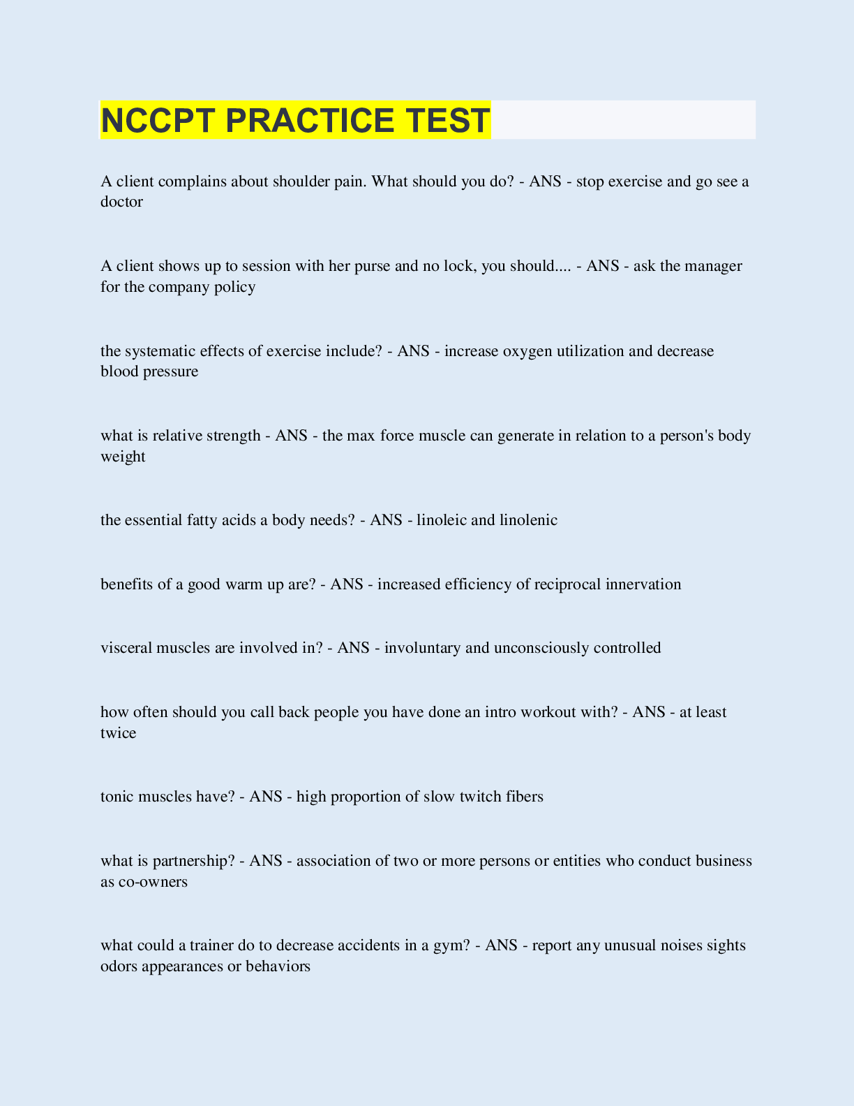 NCCPT PRACTICE TEST - Scholarfriends
