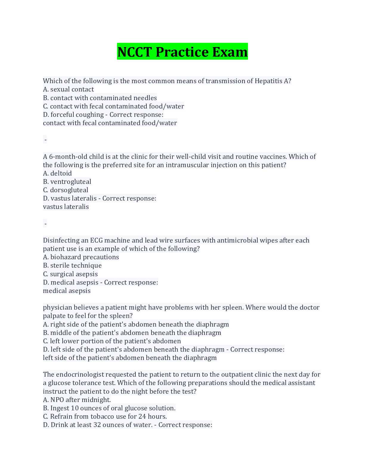 NCCT Practice Exam 2022/2023 Latest Update - Scholarfriends