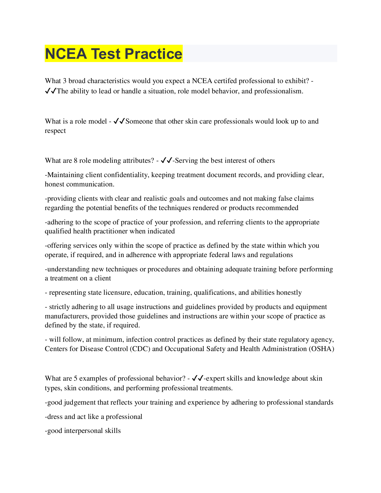 NCEA Test Practice with COMPLETE SOLUTION - Scholarfriends