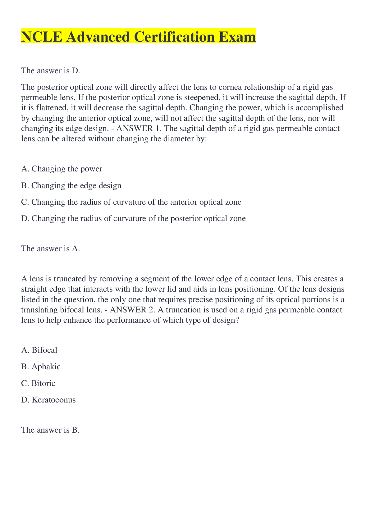 NCLE Advanced Certification Exam – Scholarfriends - Scholarfriends