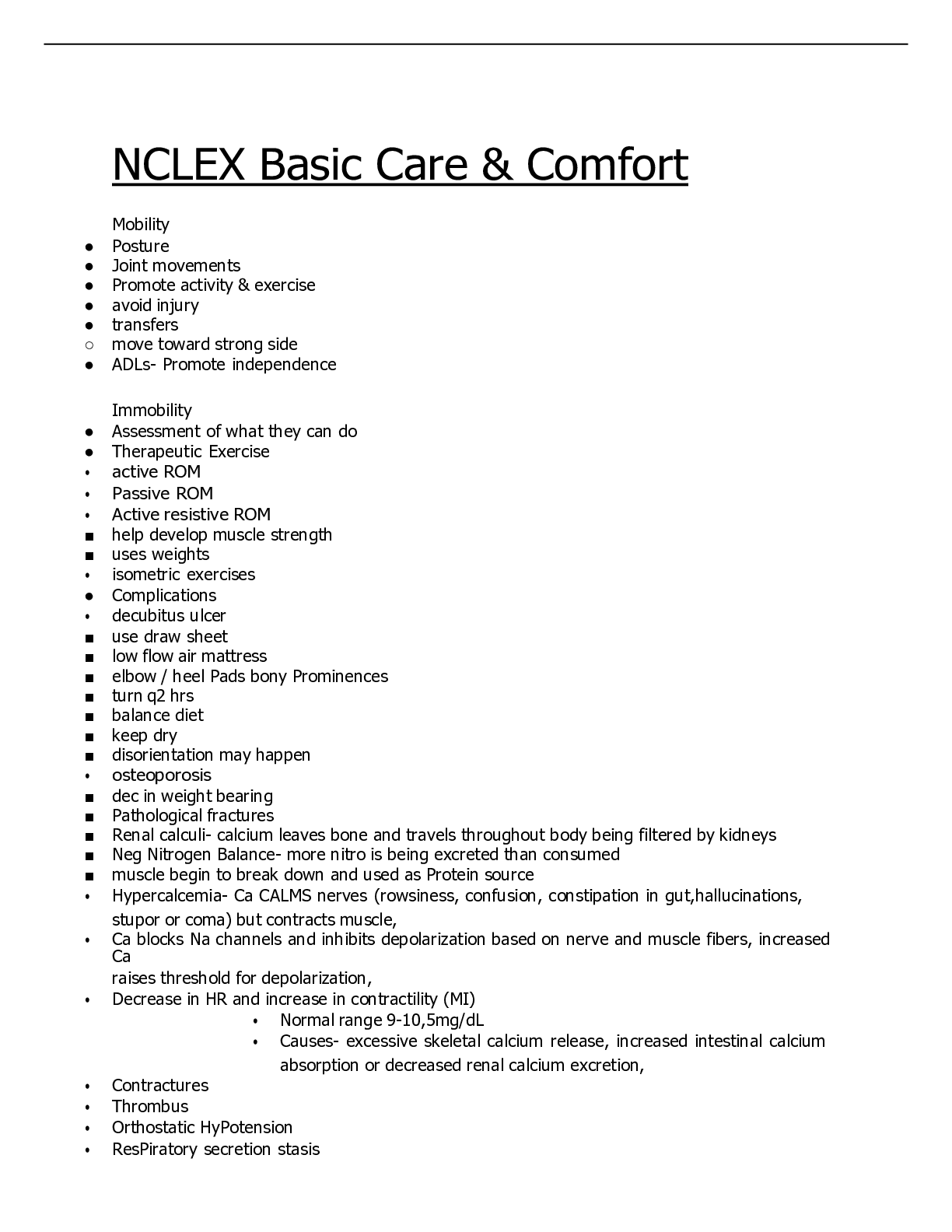 Nursing 101 NCLEX Basic Care Comfort New 2022 - Scholarfriends