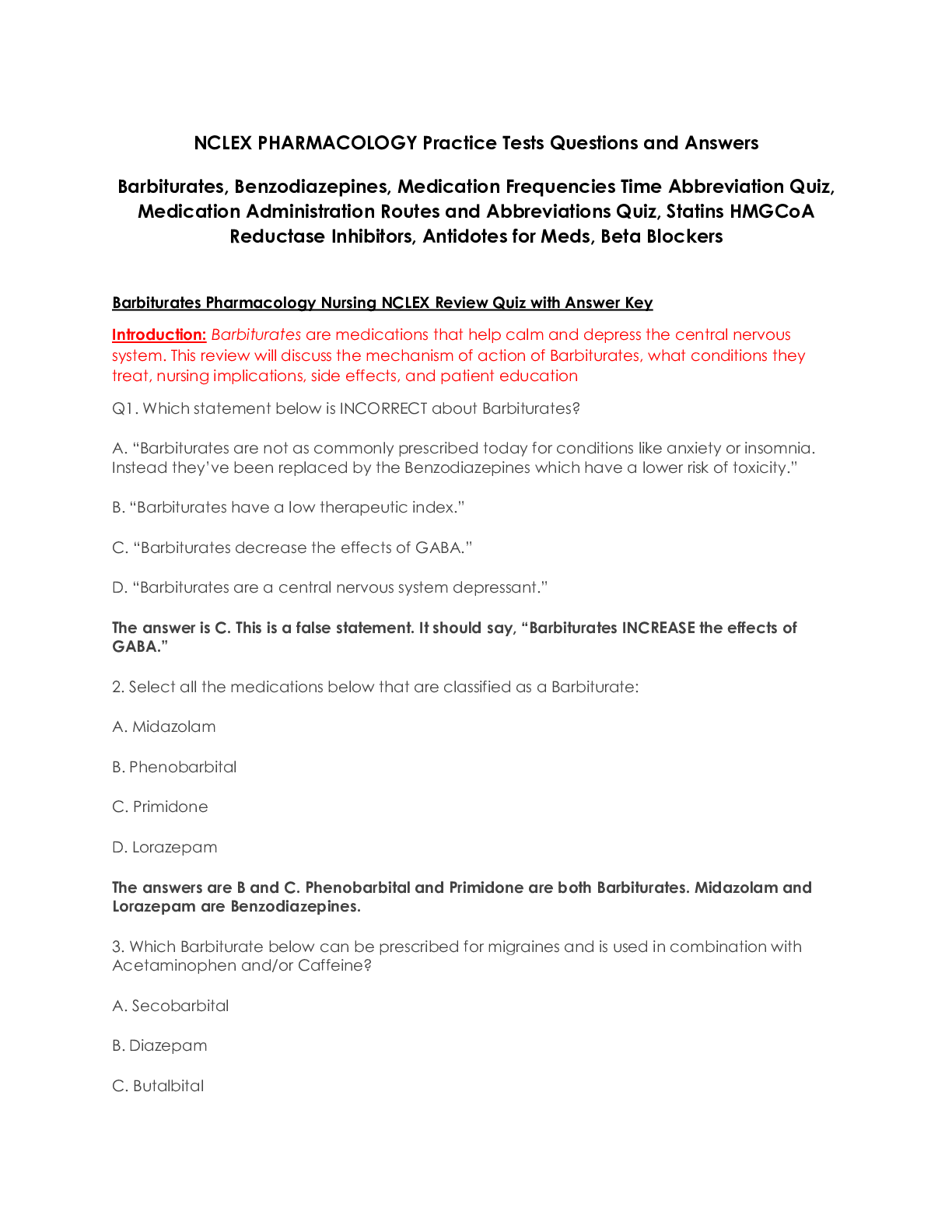 NCLEX PHARMACOLOGY Practice Tests Questions and Answers - Scholarfriends