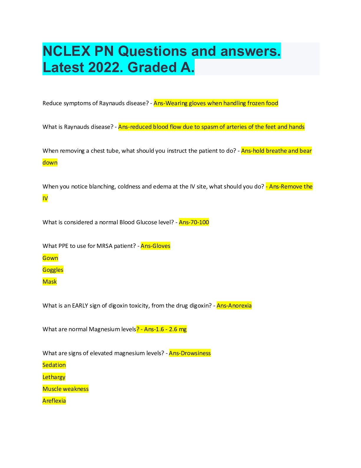 NCLEX PN Questions And Answers – Scholarfriends - Scholarfriends