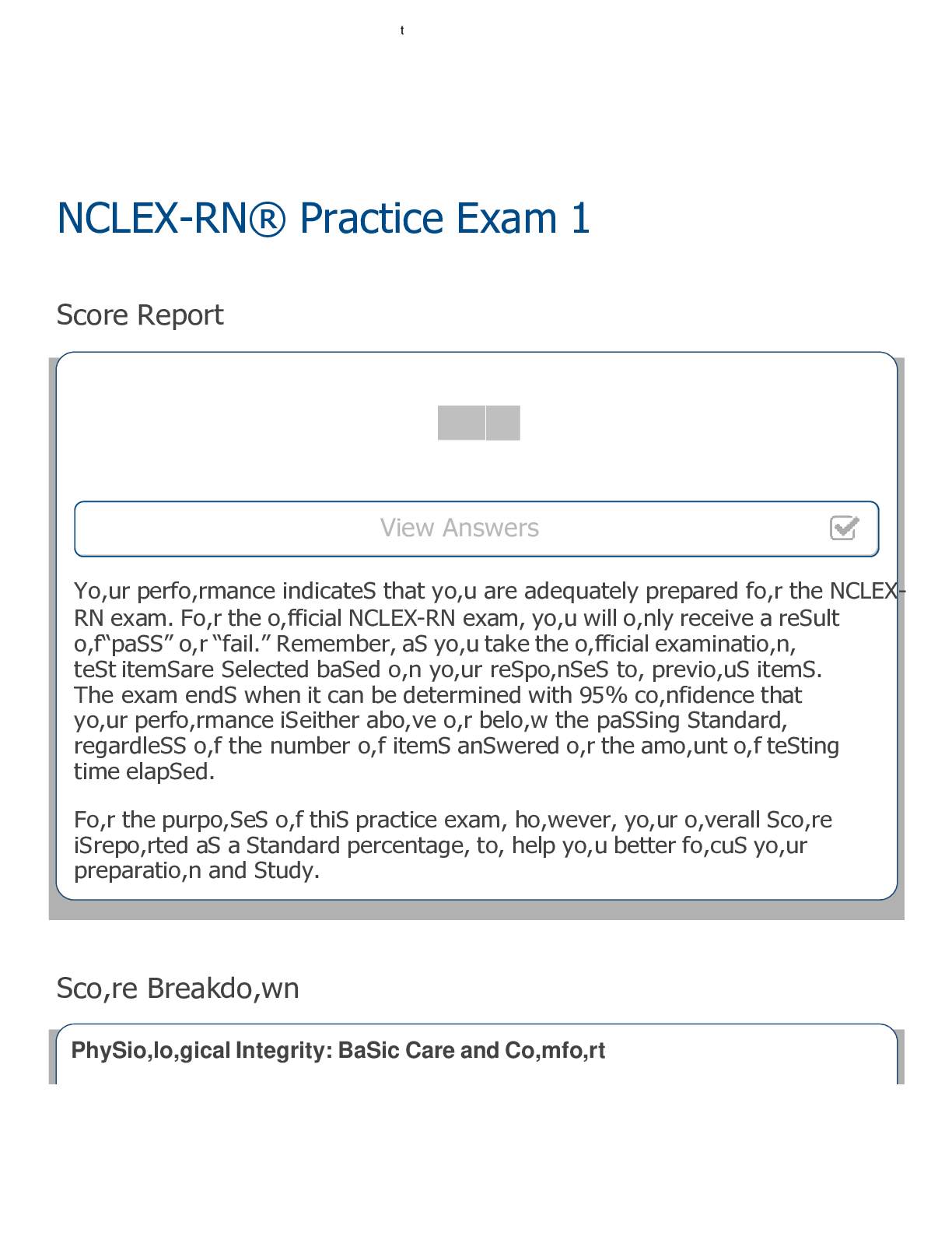 NCLEX RN Practice Exam 1 Score Report – Scholarfriends - Scholarfriends
