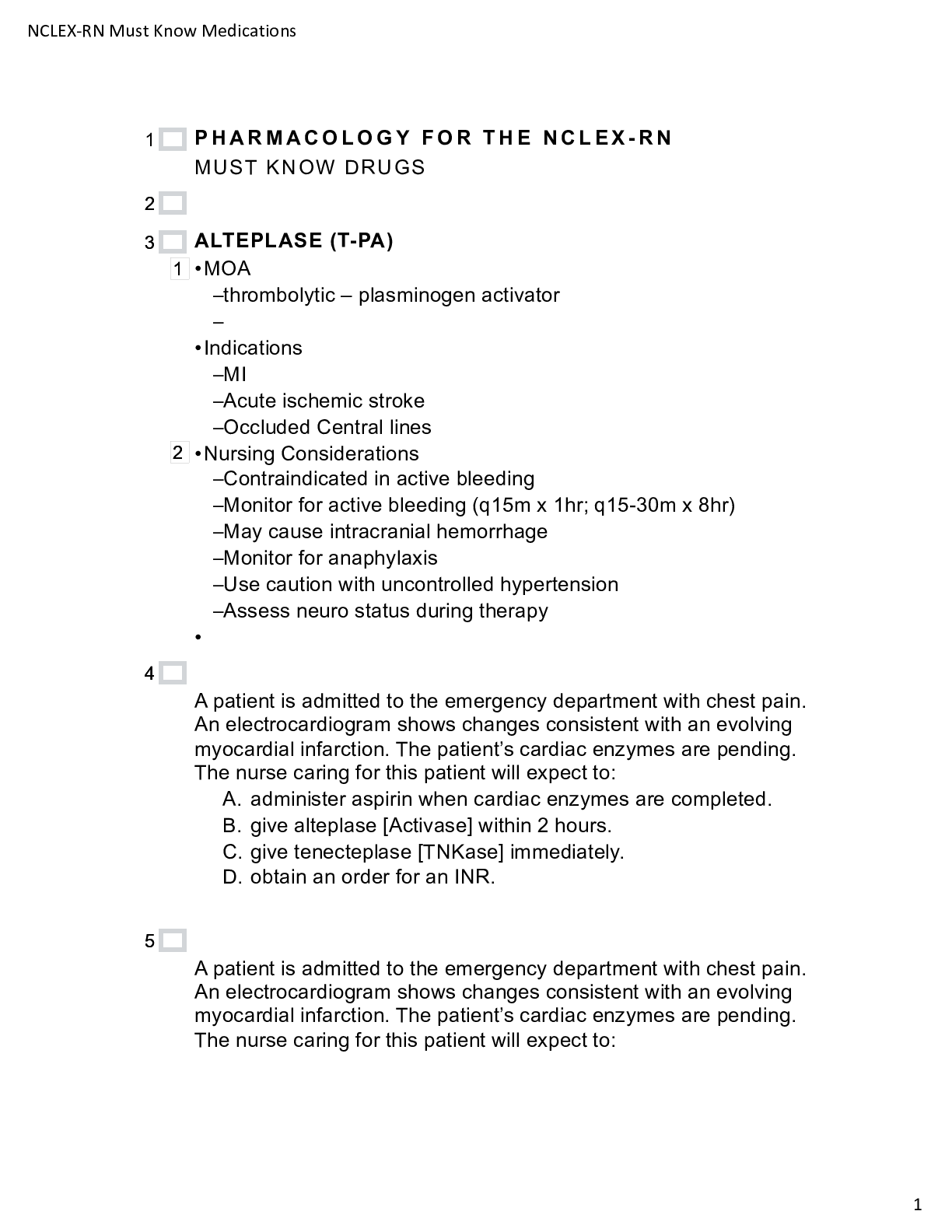 NCLEX-RN Must Know Medications - Scholarfriends