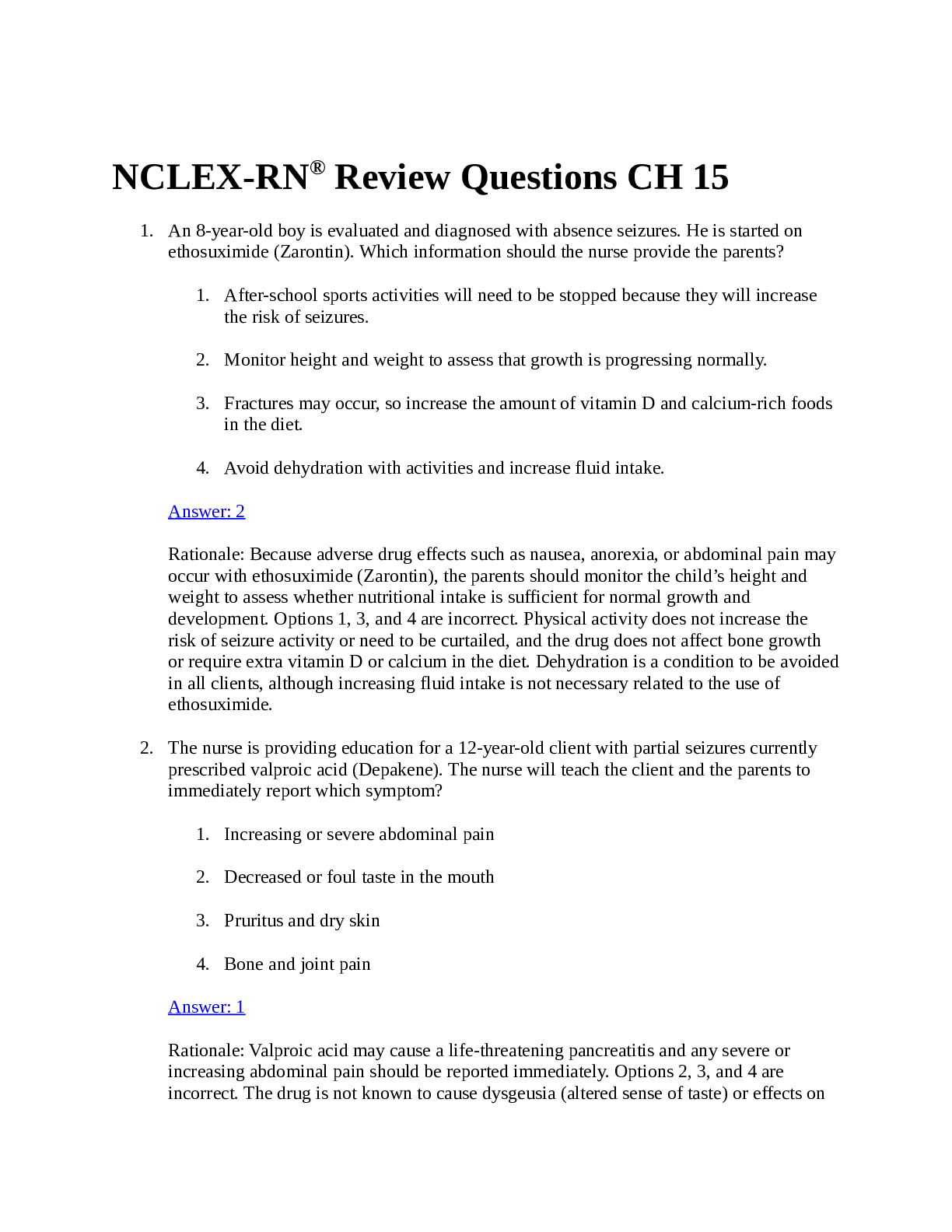 NCLEX-RN® Review Questions Ch 15, 29, 30, 40, 41, 43 Questions and ...