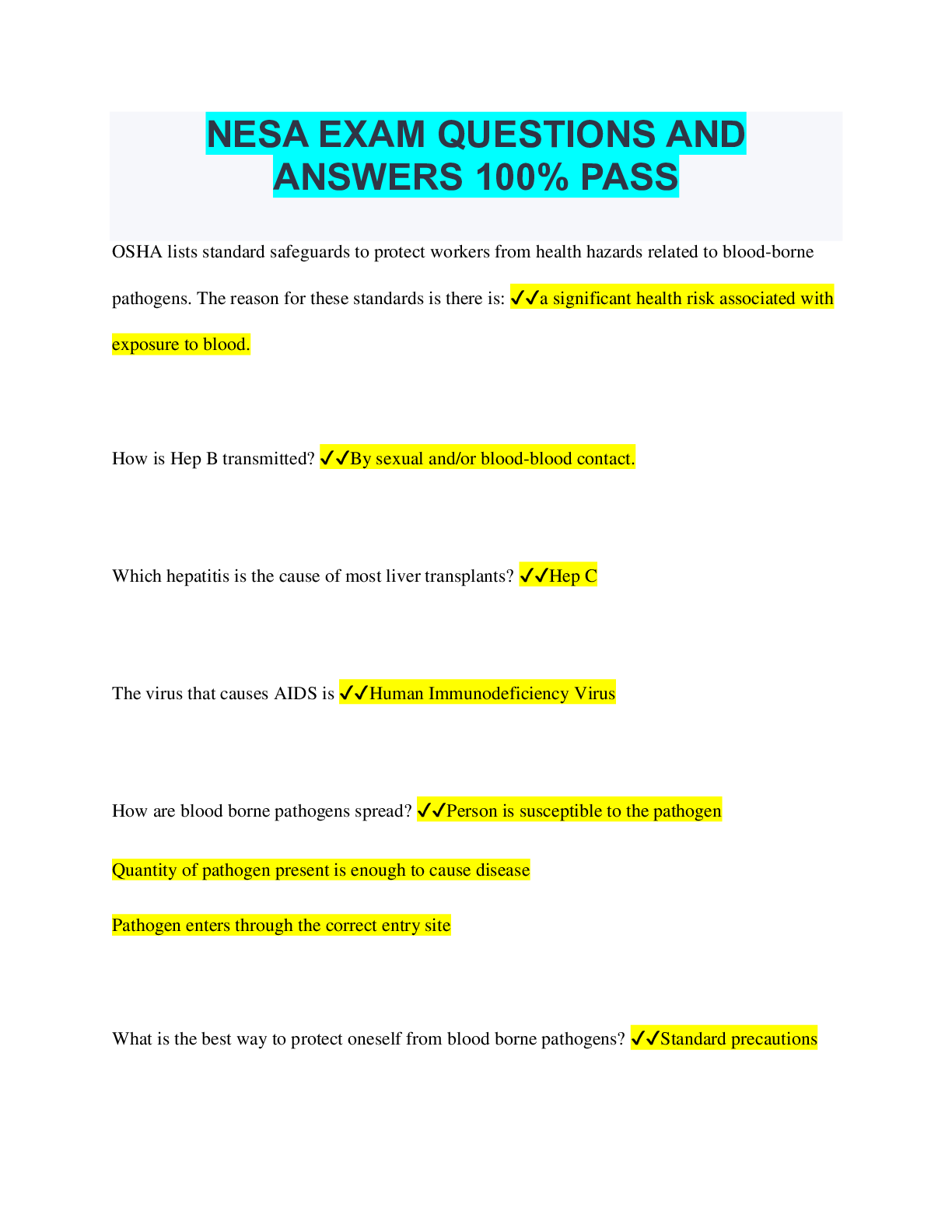 NESA EXAM QUESTIONS AND ANSWERS 100% PASS – Scholarfriends - Scholarfriends