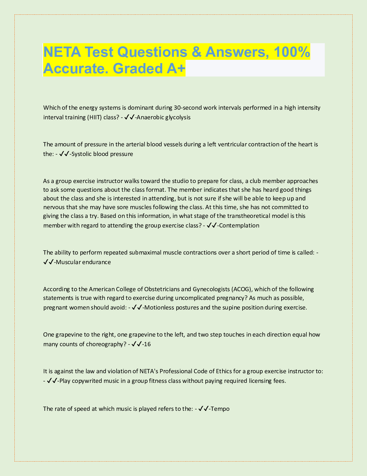 NETA Test Questions & Answers, 100% Accurate. Graded A+ - Scholarfriends