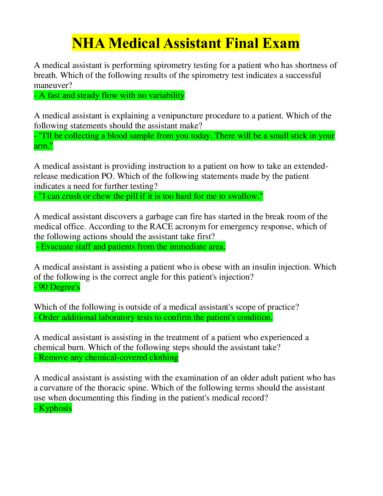 NHA Medical Assistant Practice Exam – Scholarfriends - Scholarfriends